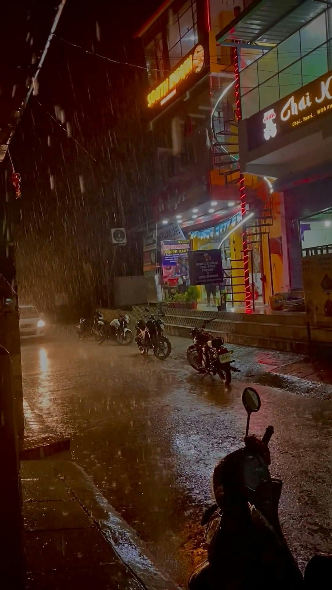 Street in City During Heavy Rain and Storm at Night Free Stock Video ...
