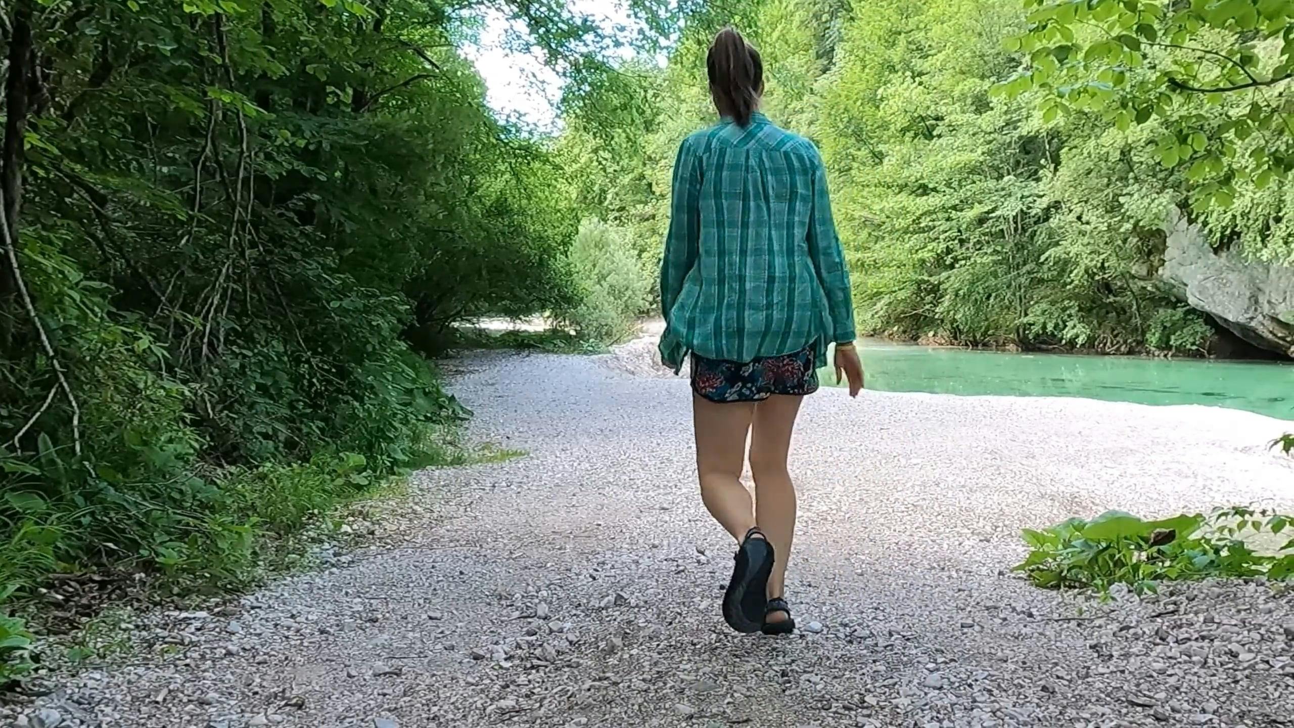 Woman Walking Near Water in Natural Setting Free Stock Video Footage ...