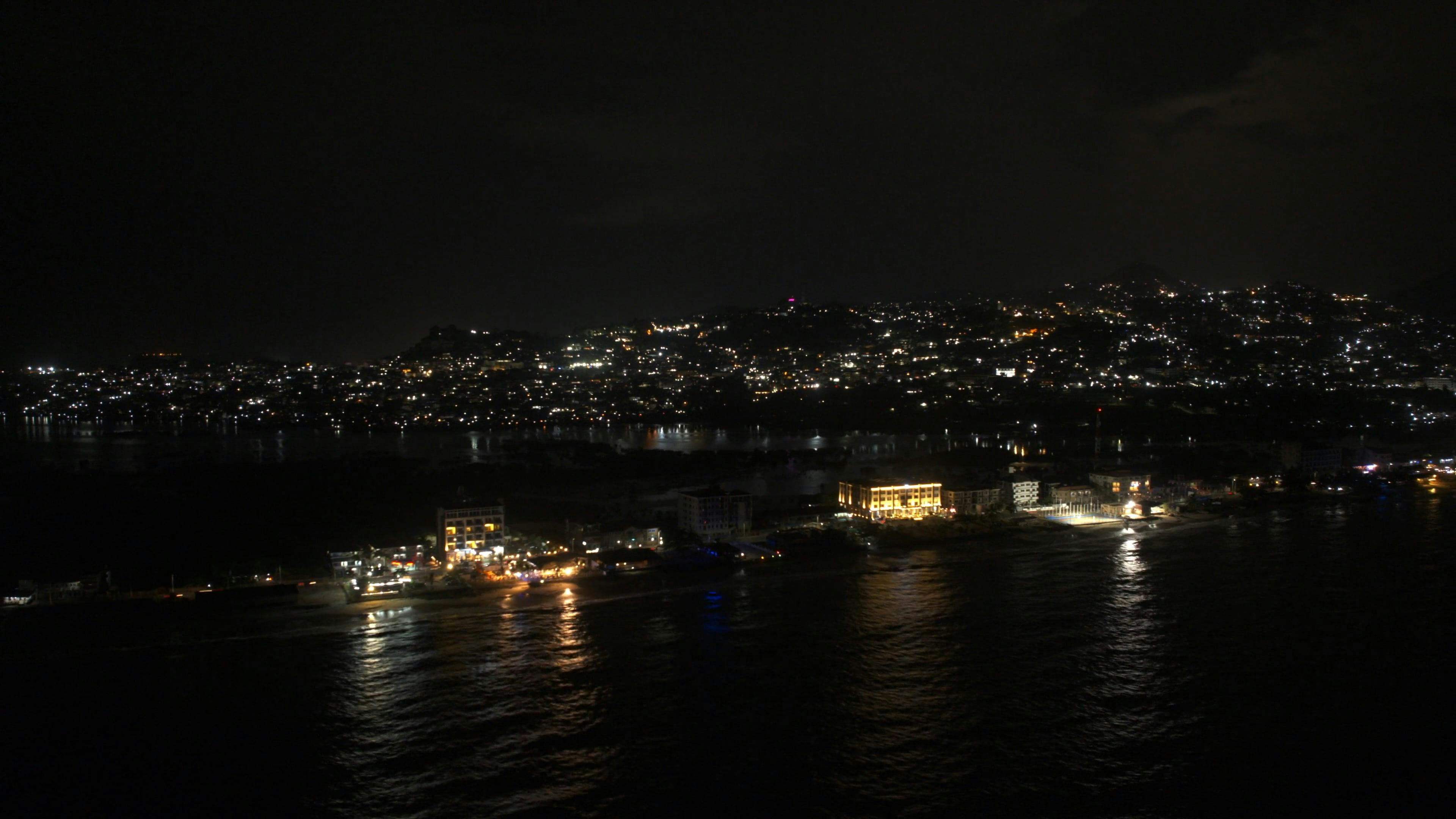 Seaside City Illuminated at Night Free Stock Video Footage, Royalty ...