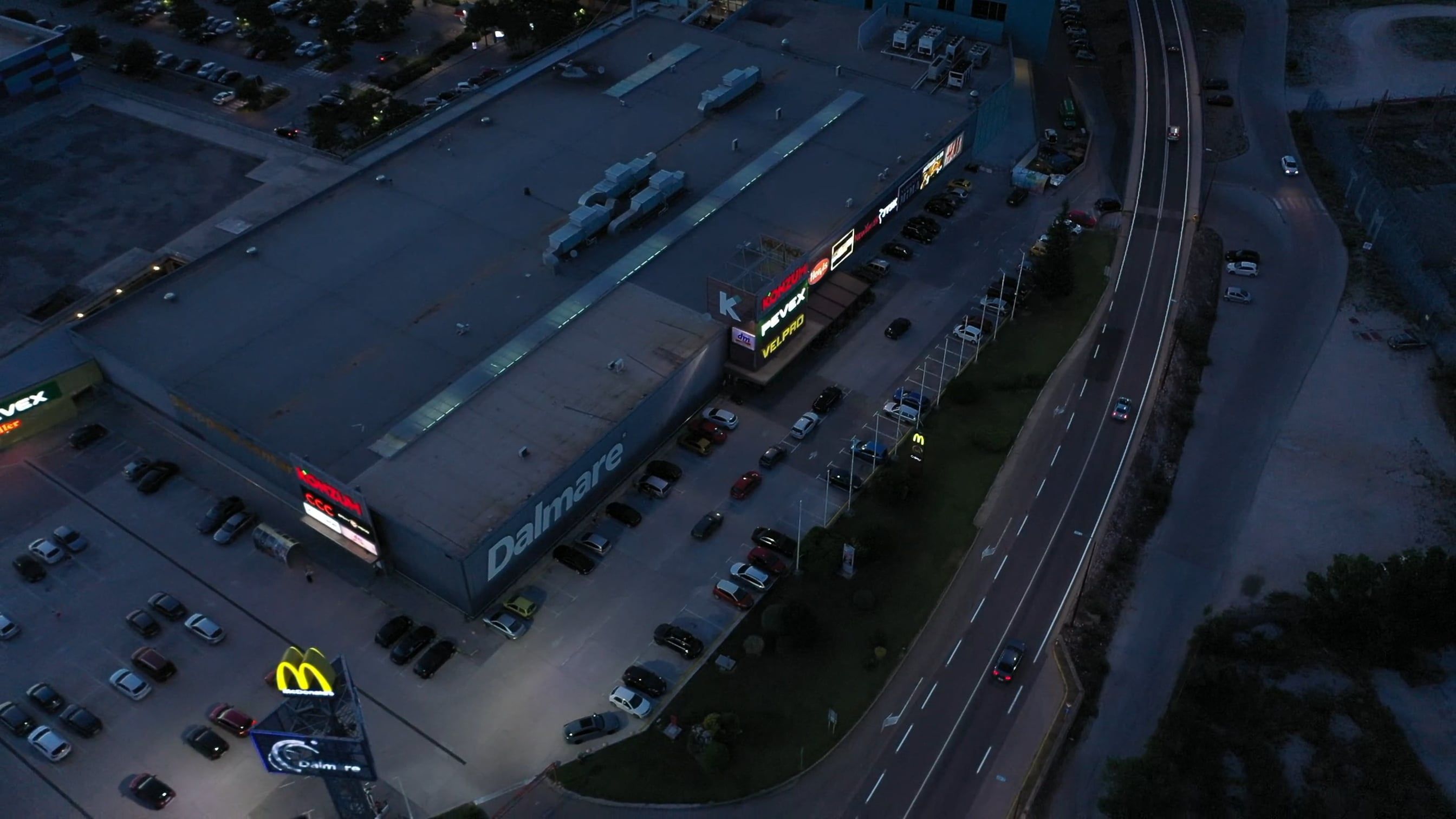 Drone Shot of a Shopping Mall at Night Free Stock Video Footage ...
