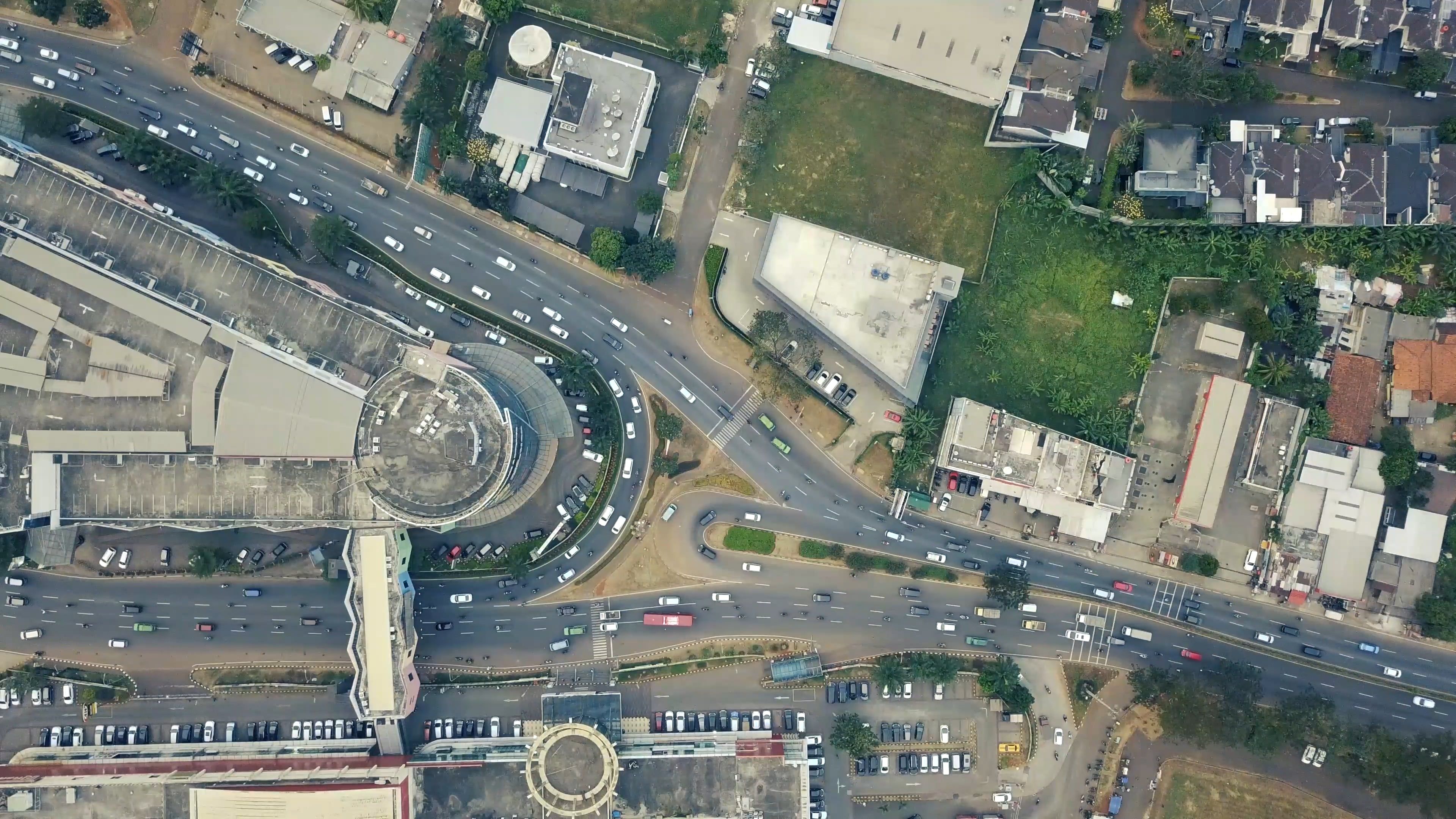 Aerial View Of A Busy Road · Free Stock Video