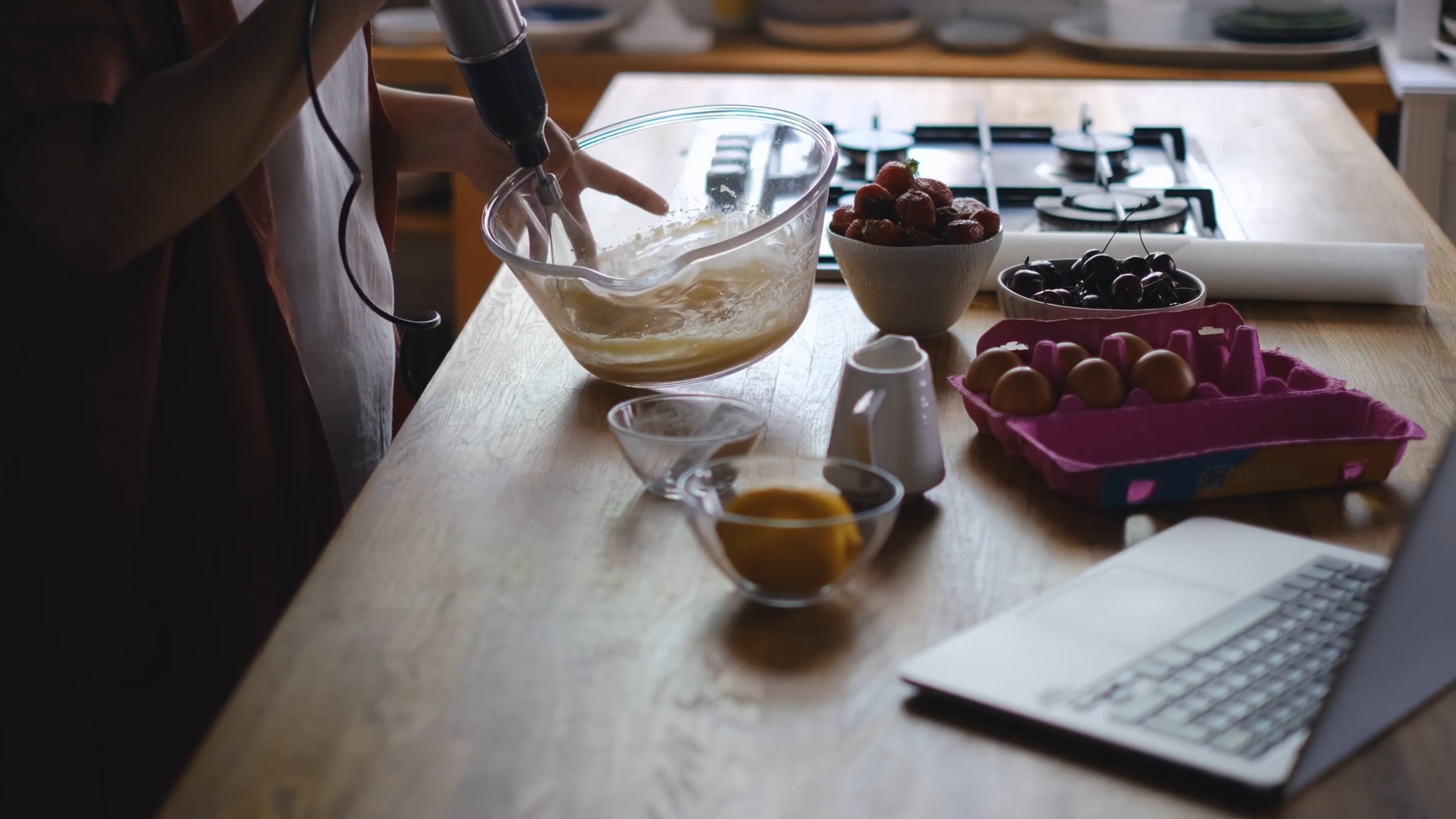 A Person Using an Electric Whisk while Preparing a Recipe Free Stock ...