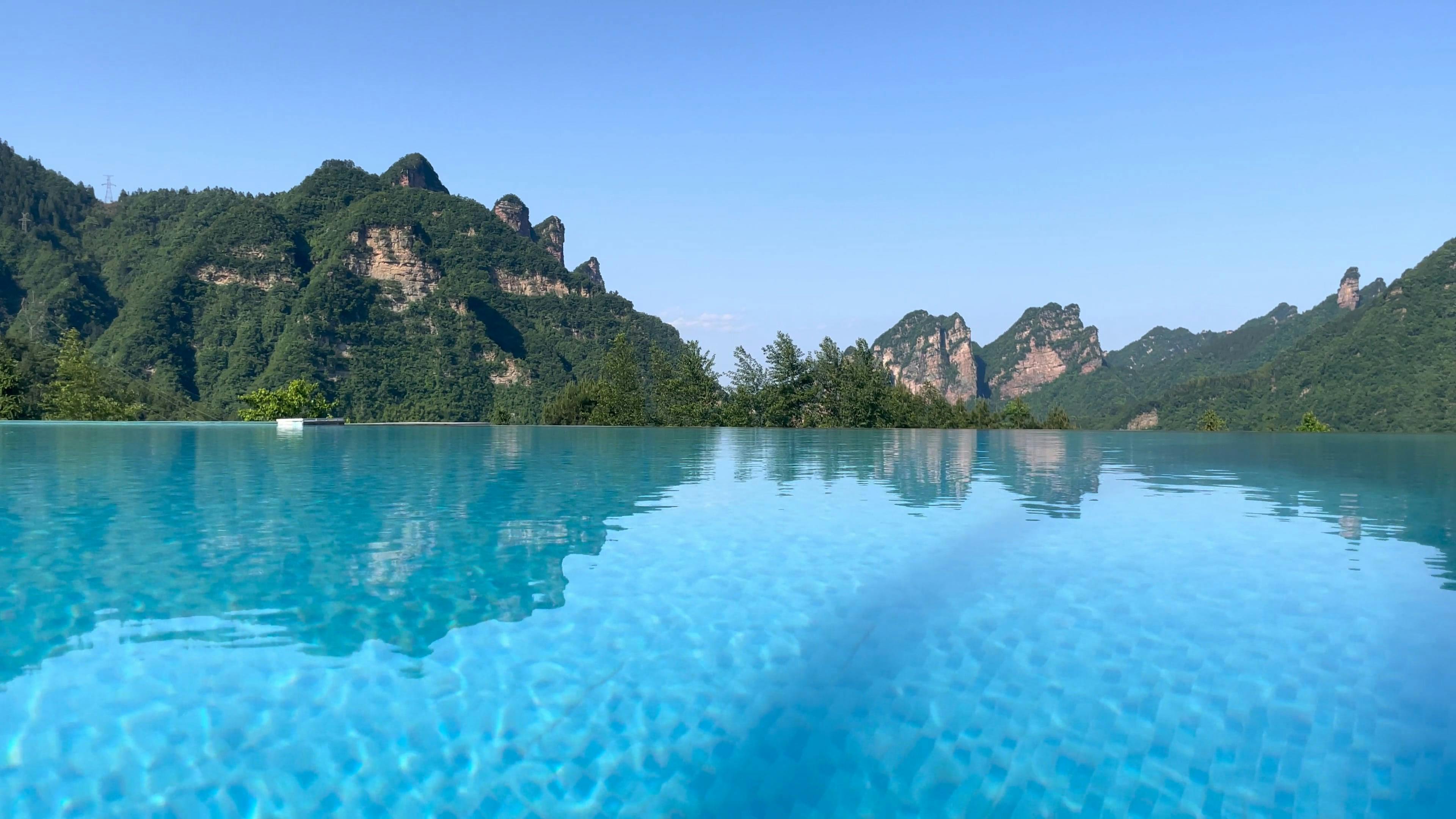 Infinity Pool in a Scenery with Cliffs Free Stock Video Footage ...