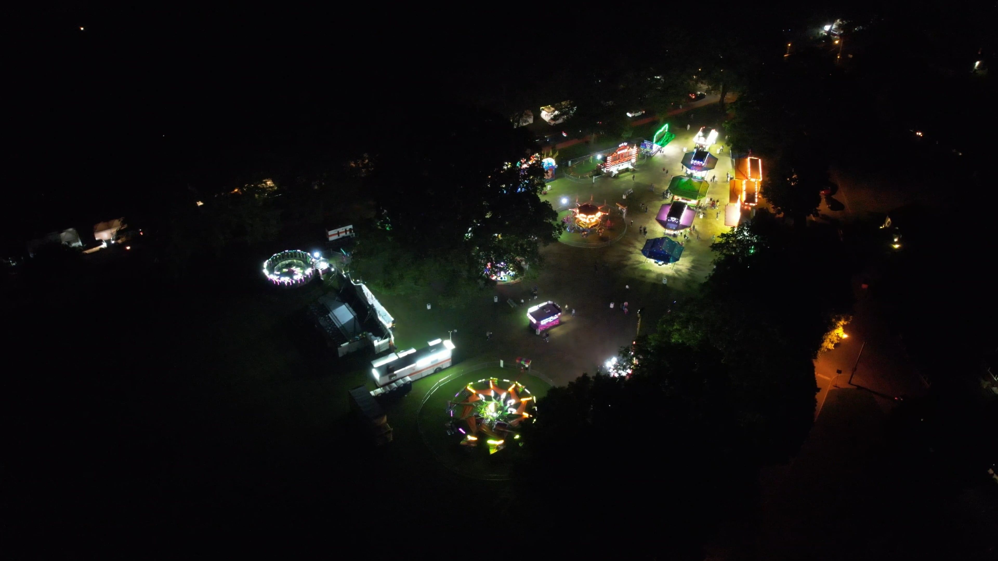Drone Shot of a Travelling Carnival at Night Free Stock Video Footage ...