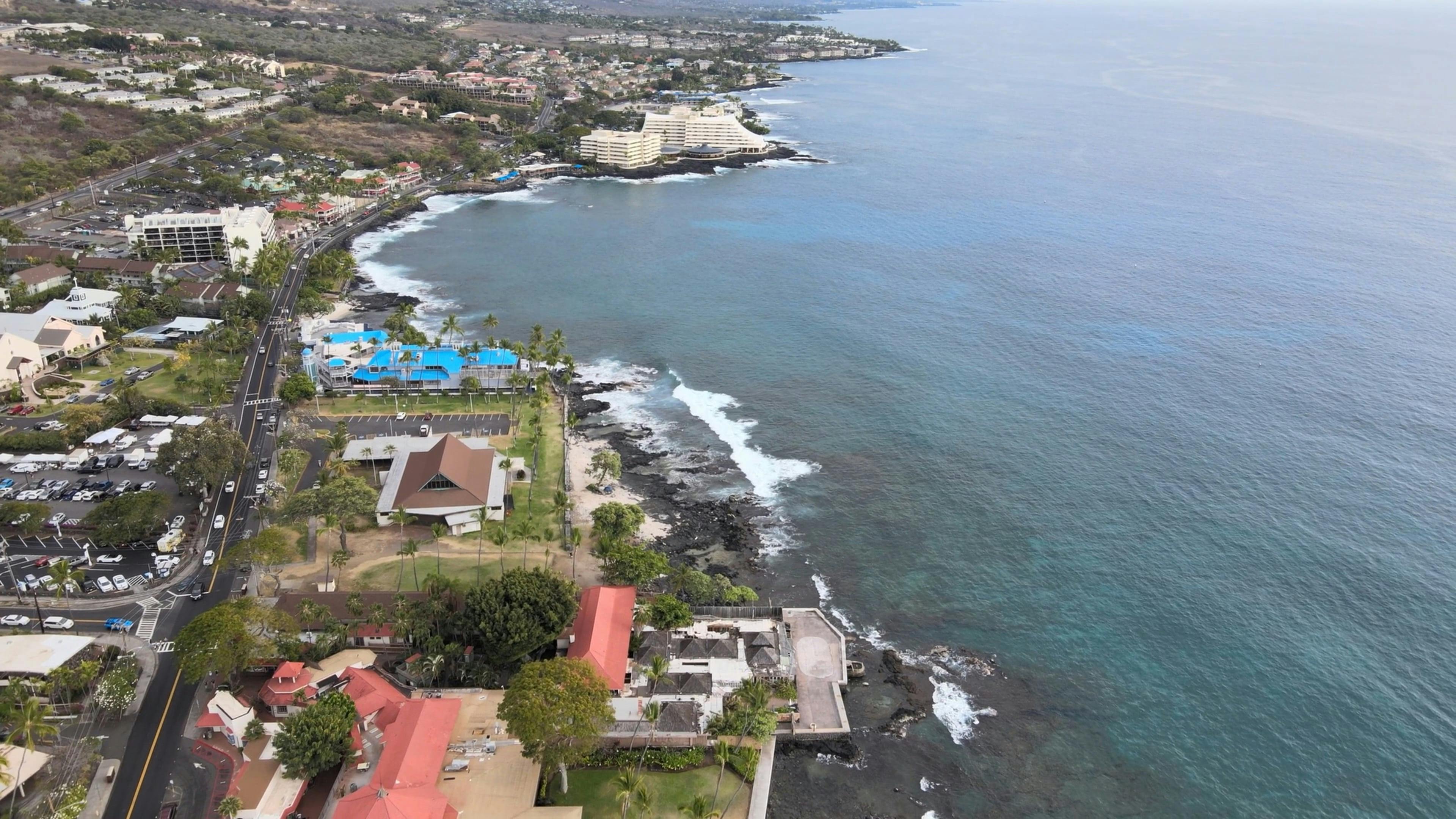 Aerial View of Kailua Kona Coastline, Hawaii Free Stock Video Footage ...