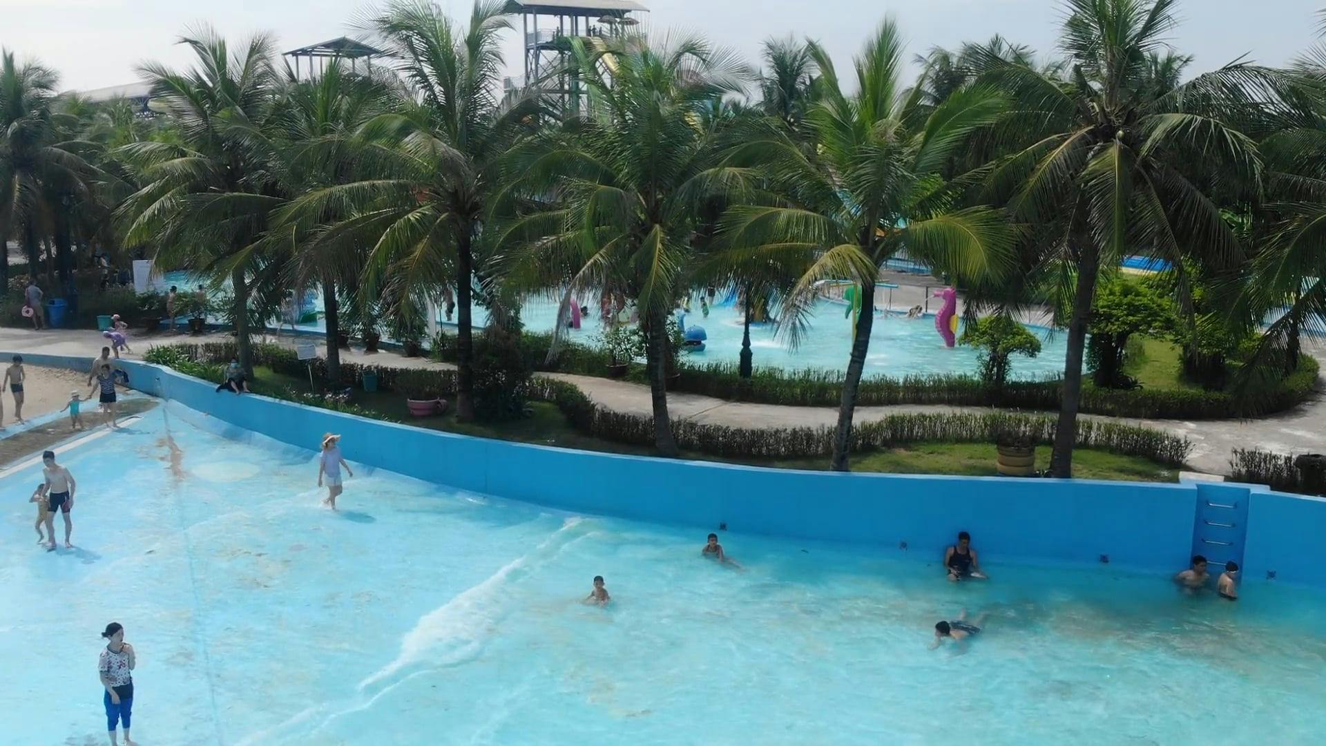 Drone Shot of a Water Park in a Tropical Scenery Free Stock Video ...
