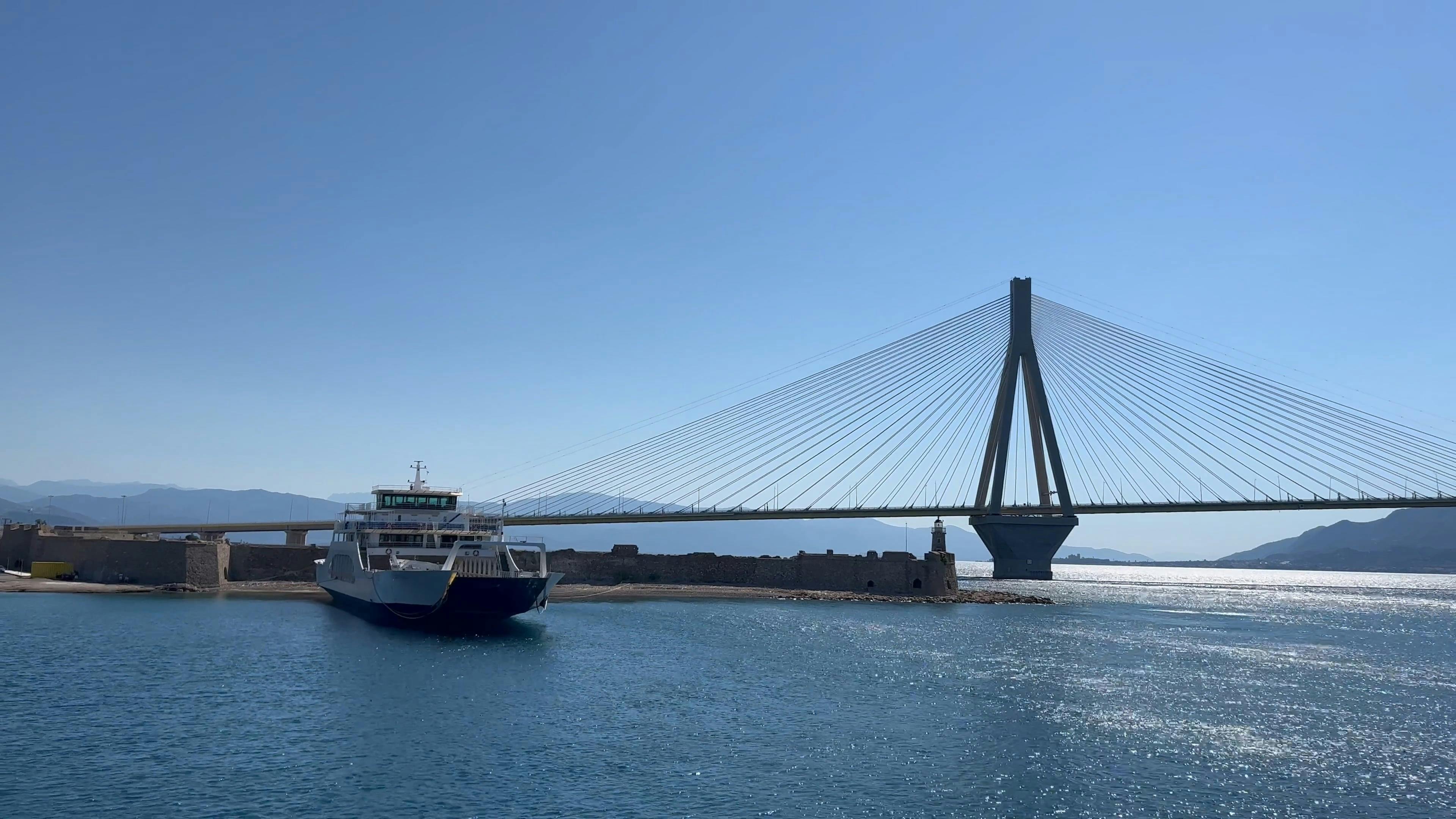 Footage with a Ship and a Bridge during a Sunny Weather Free Stock ...