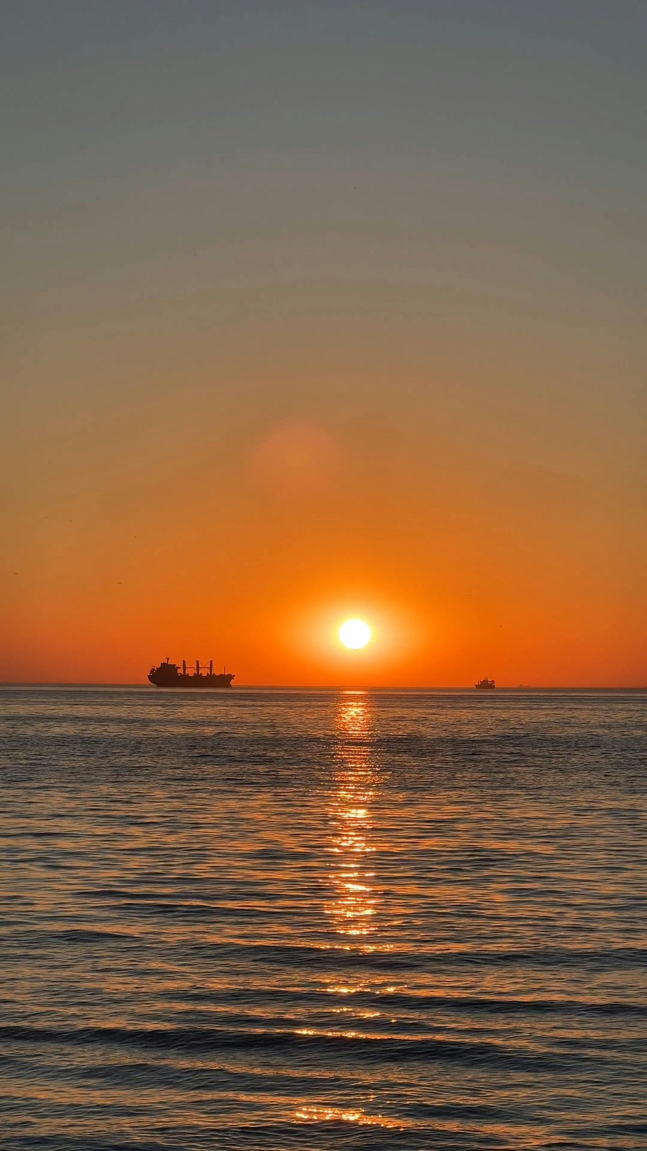 Silhouette of Ship and Sunset in Sky Free Stock Video Footage, Royalty-Free 4K & HD Video Clip