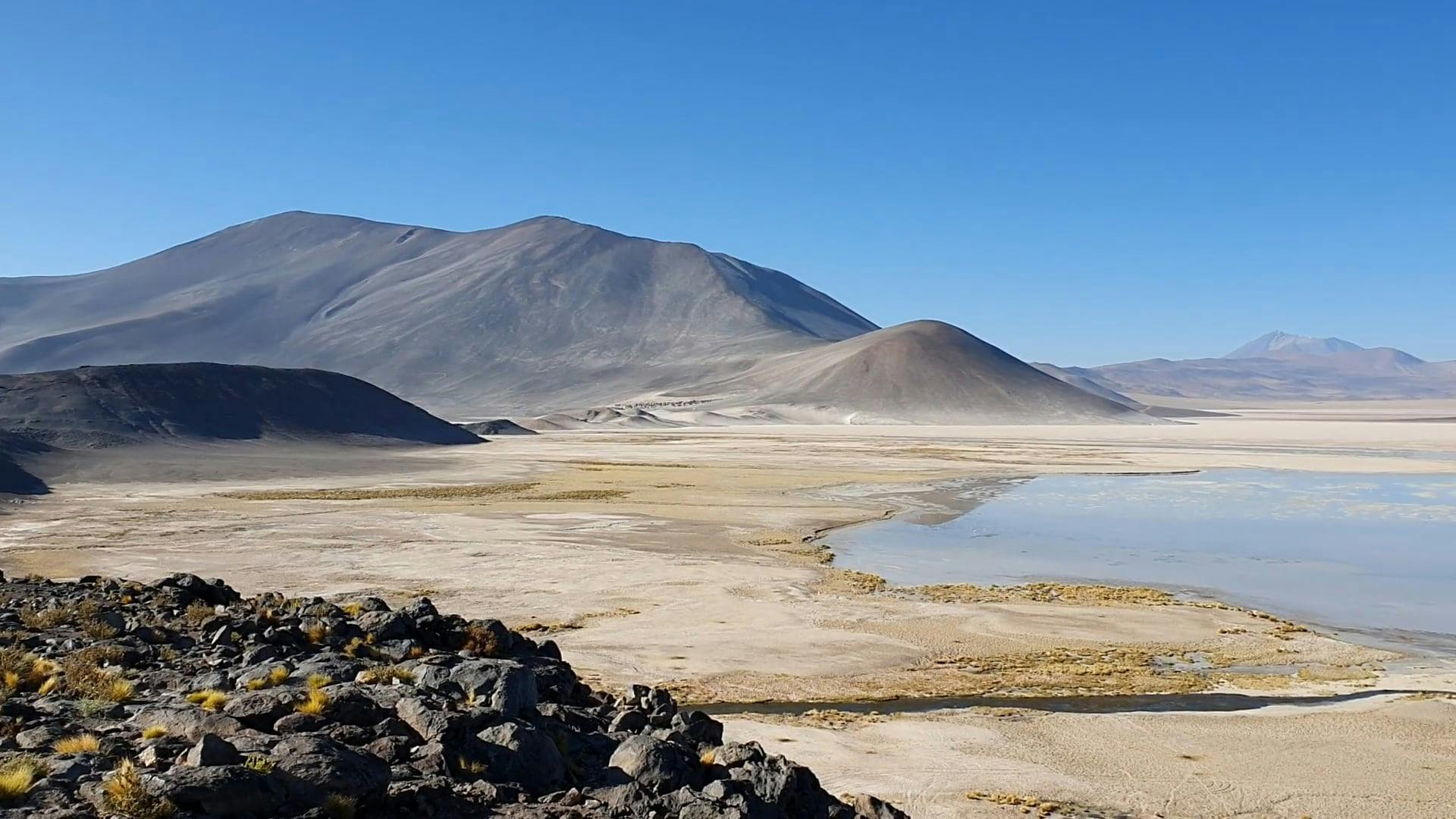 Drone Video of a Lagoon by the Andes Mountains in Catamarca, Argentina ...