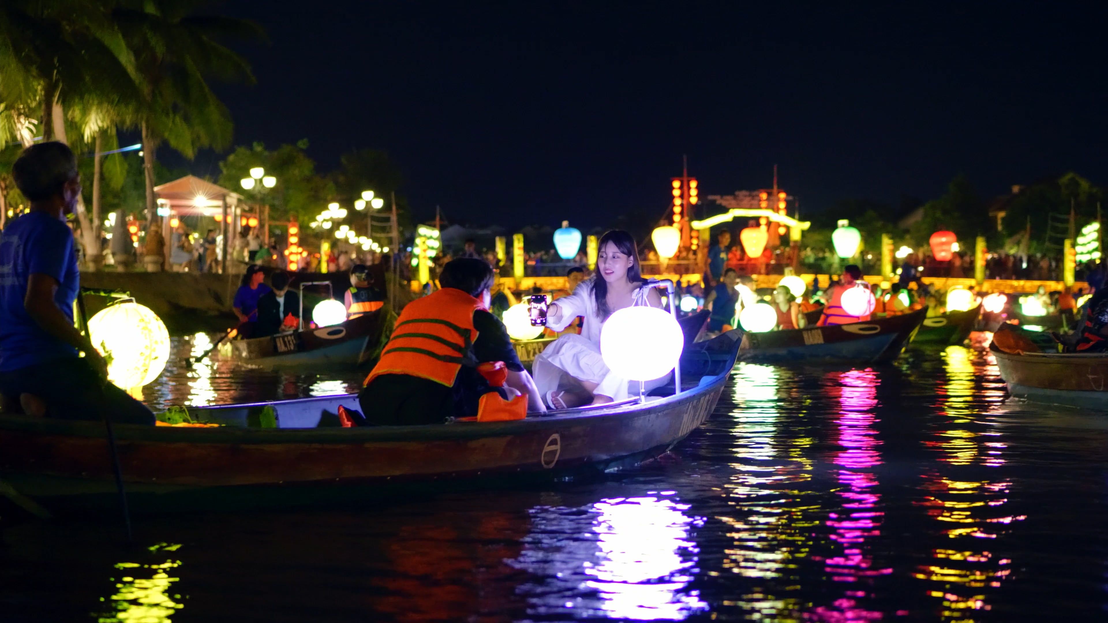 People on Boats on River in Town at Night Free Stock Video Footage ...