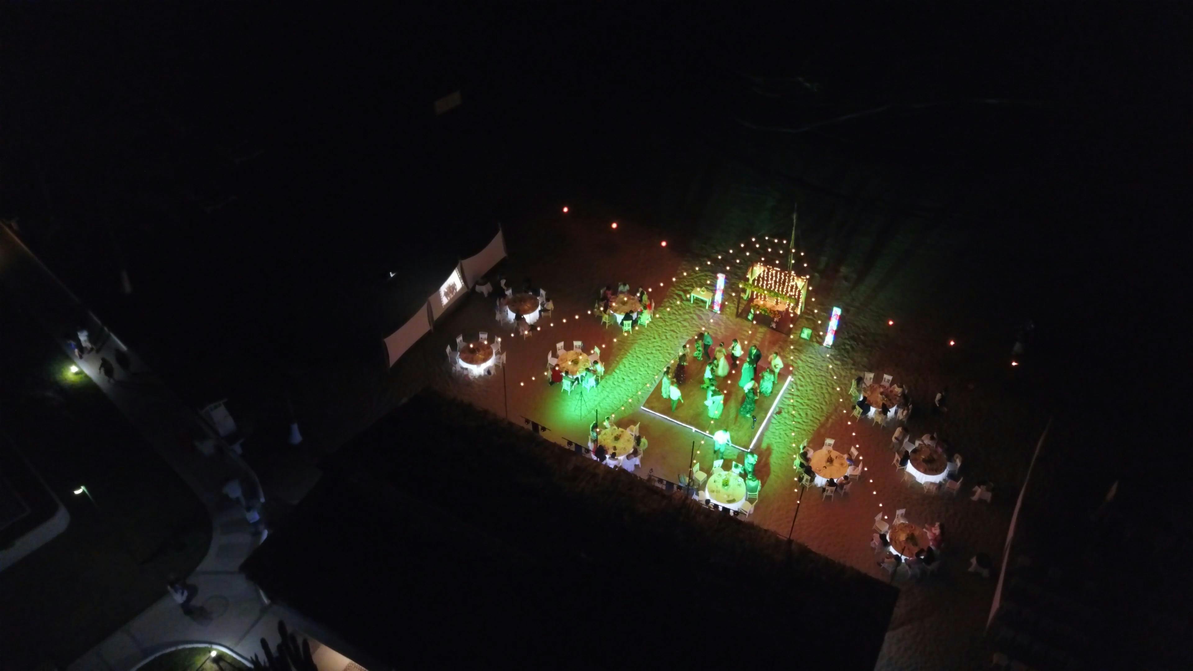 Drone View of People Dancing at a Wedding Party on the Beach Free Stock ...