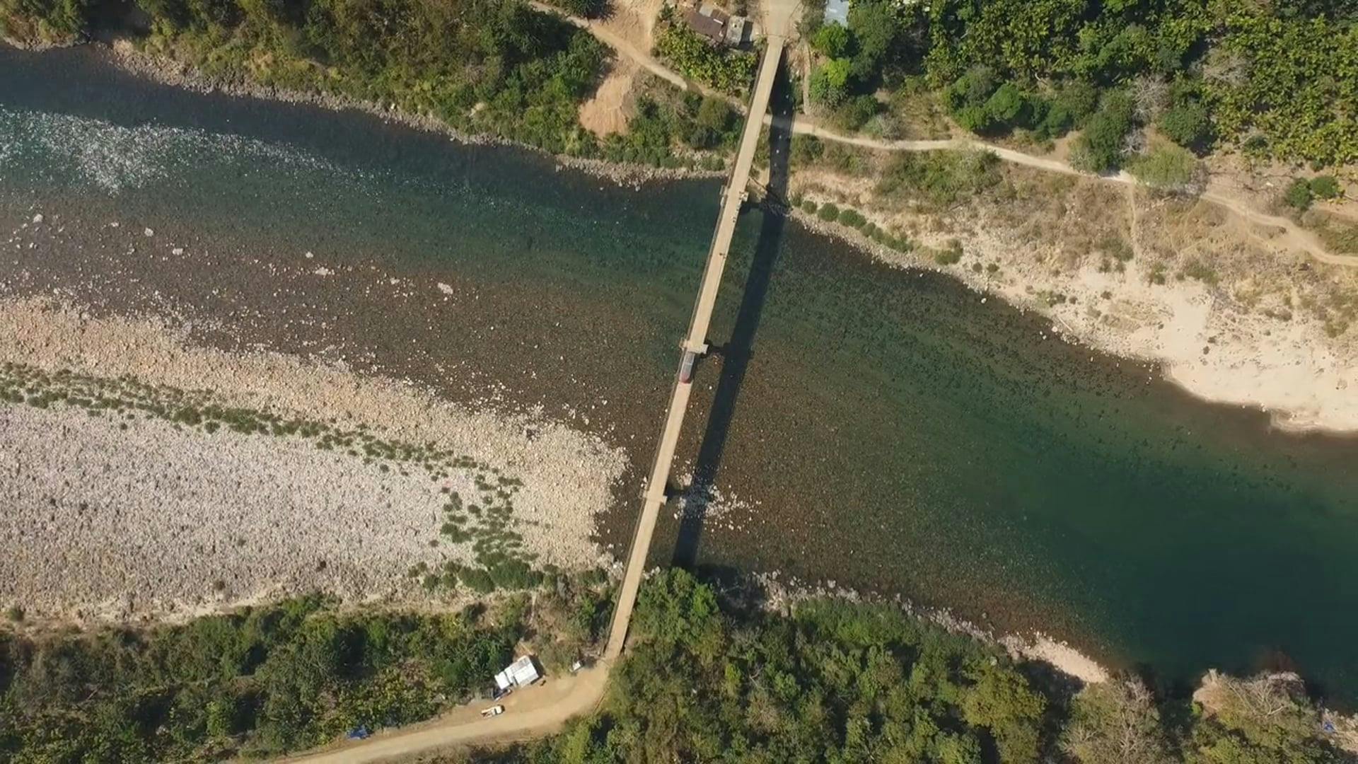 Top View of a Car Crossing a Bridge over a River Free Stock Video ...
