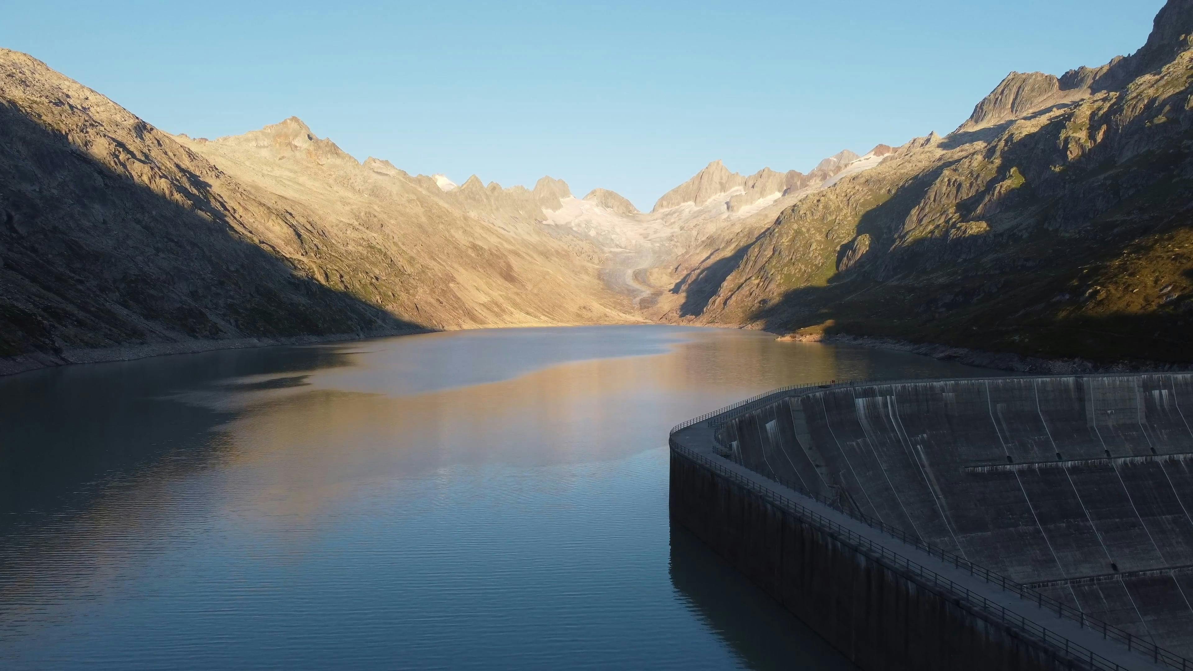 Drone Footage of Dam in a Mountain Landscape Free Stock Video Footage ...