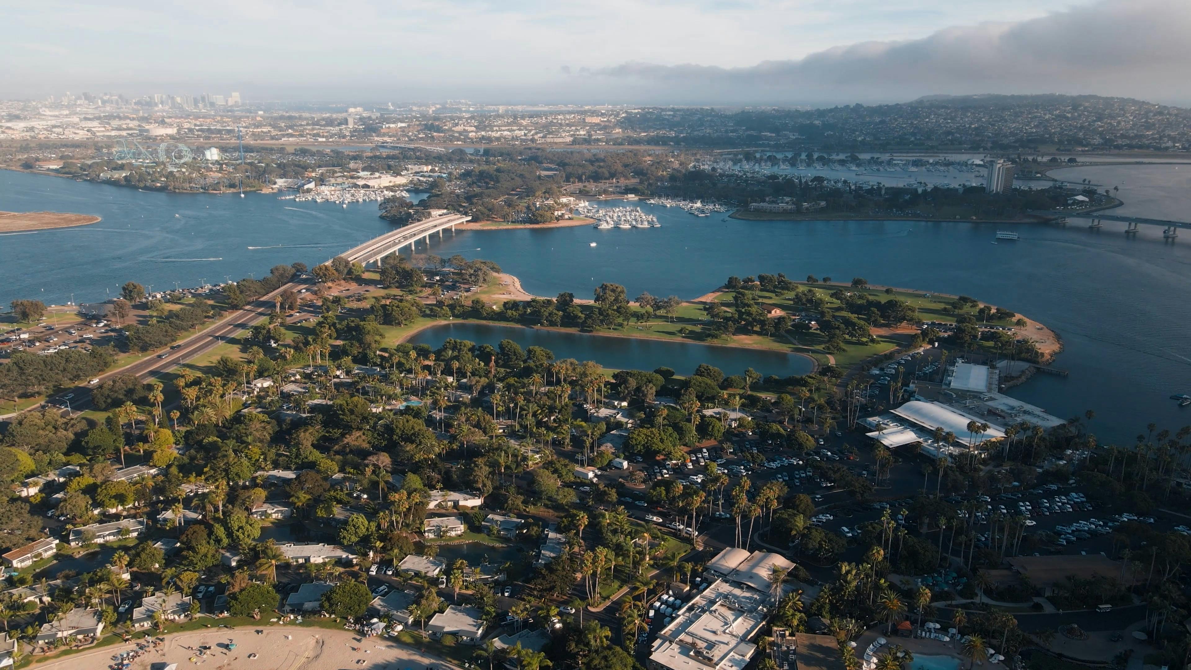 Bridge over Bay in Birds Eye View Free Stock Video Footage, Royalty ...