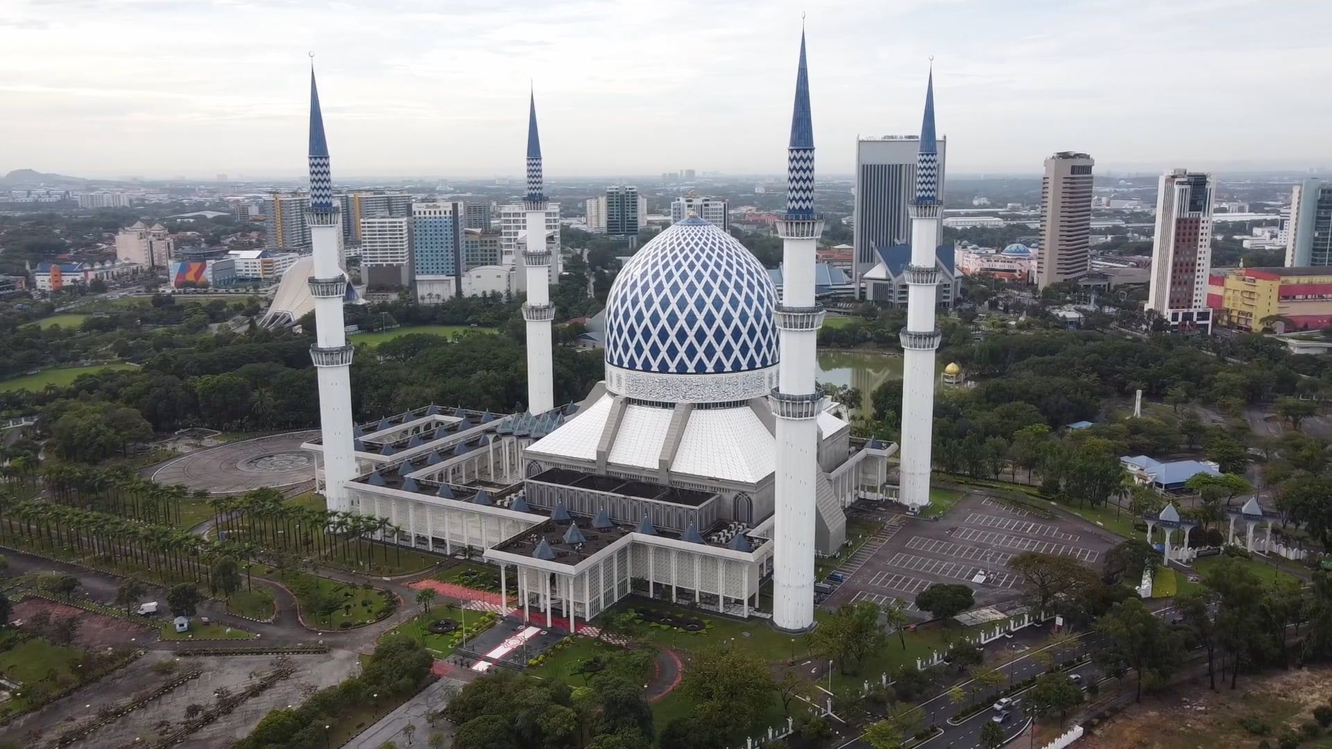 Drone Footage of the Putra Mosque in Putrajaya, Malaysia Free Stock ...