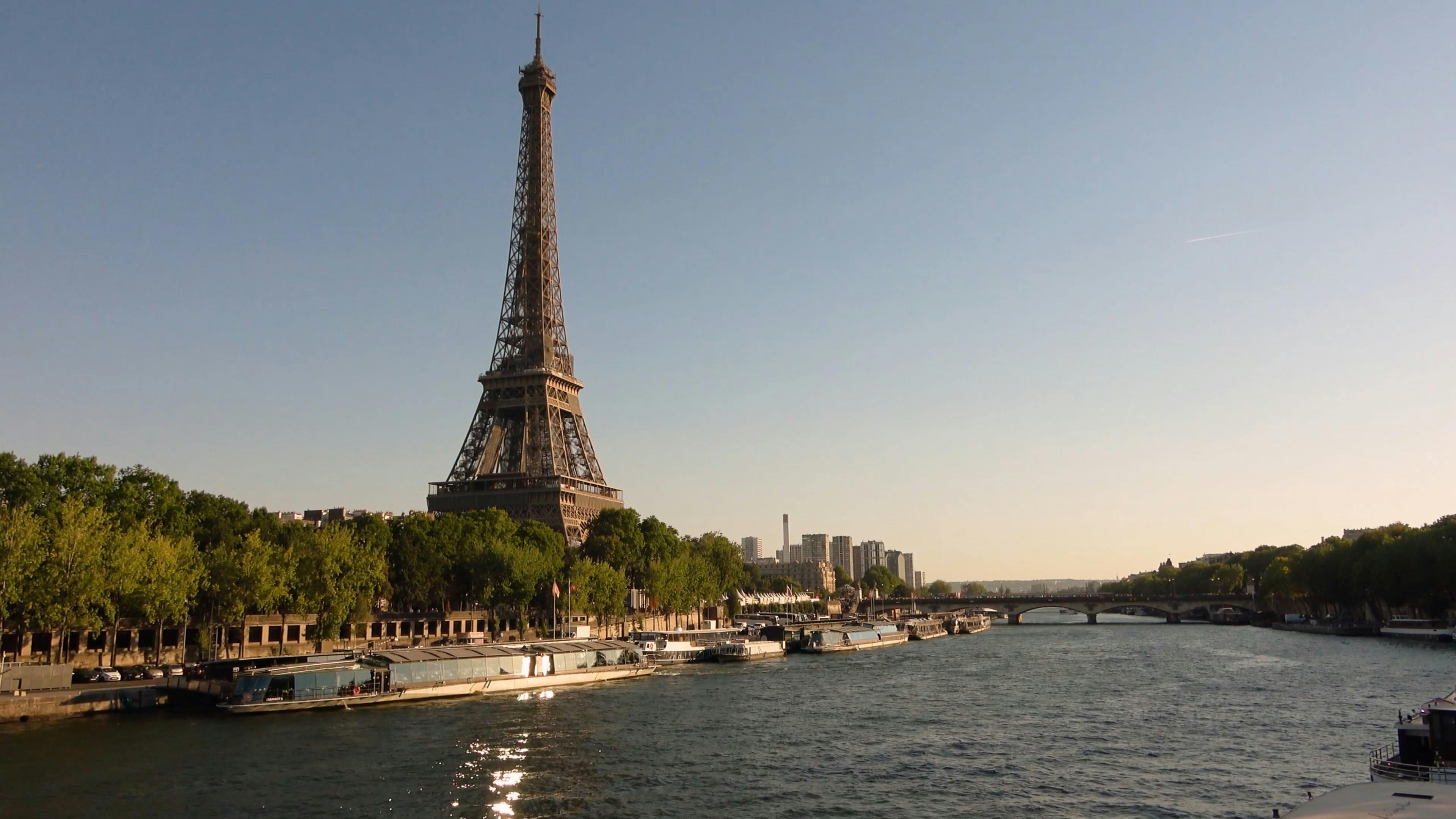 Scenic Seine River Cruise by Eiffel Tower Free Stock Video Footage ...