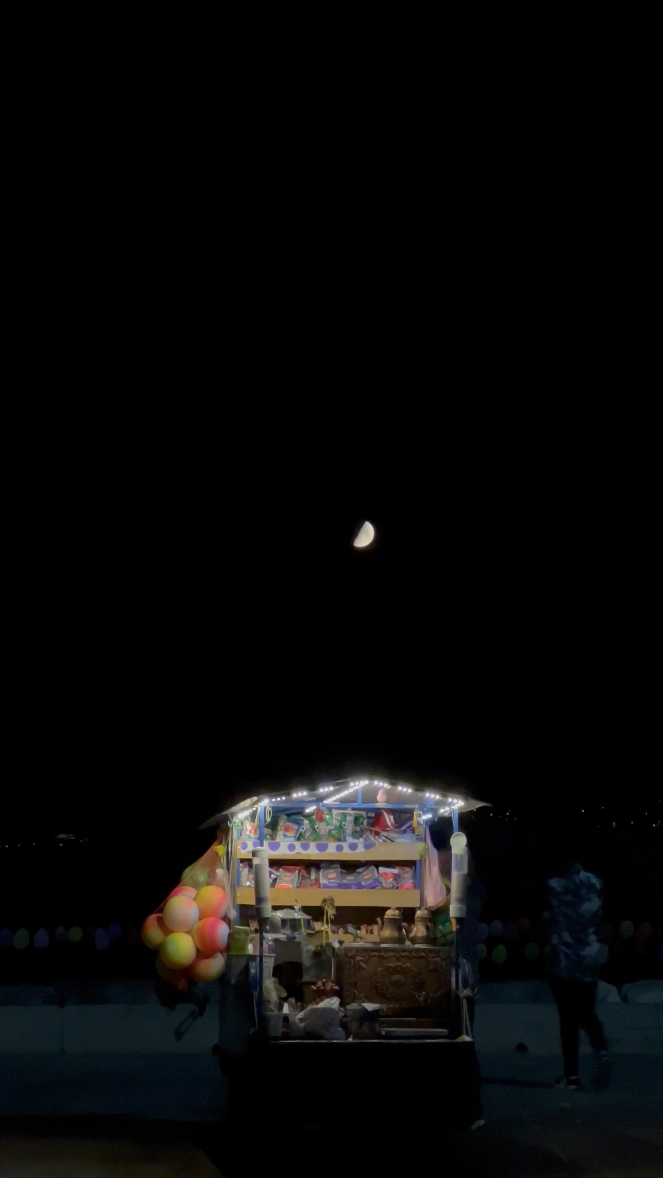 Moon over Street Vendor at Night Free Stock Video Footage, Royalty-Free ...