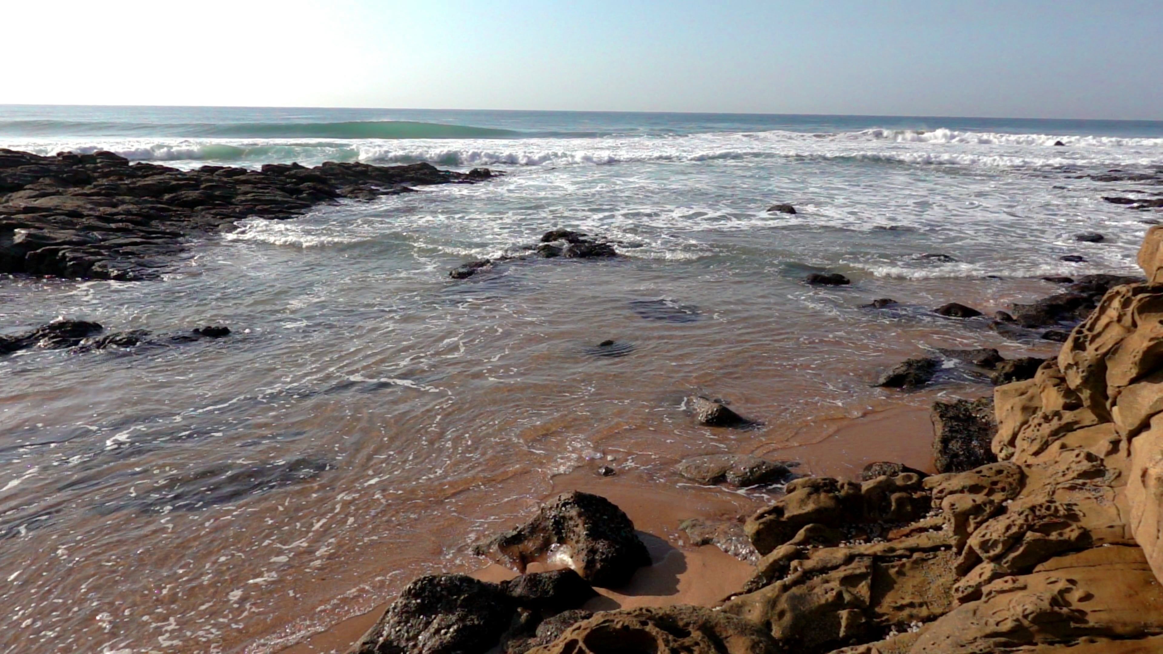 Waves of Ocean on Beach in Slow Motion Free Stock Video Footage ...