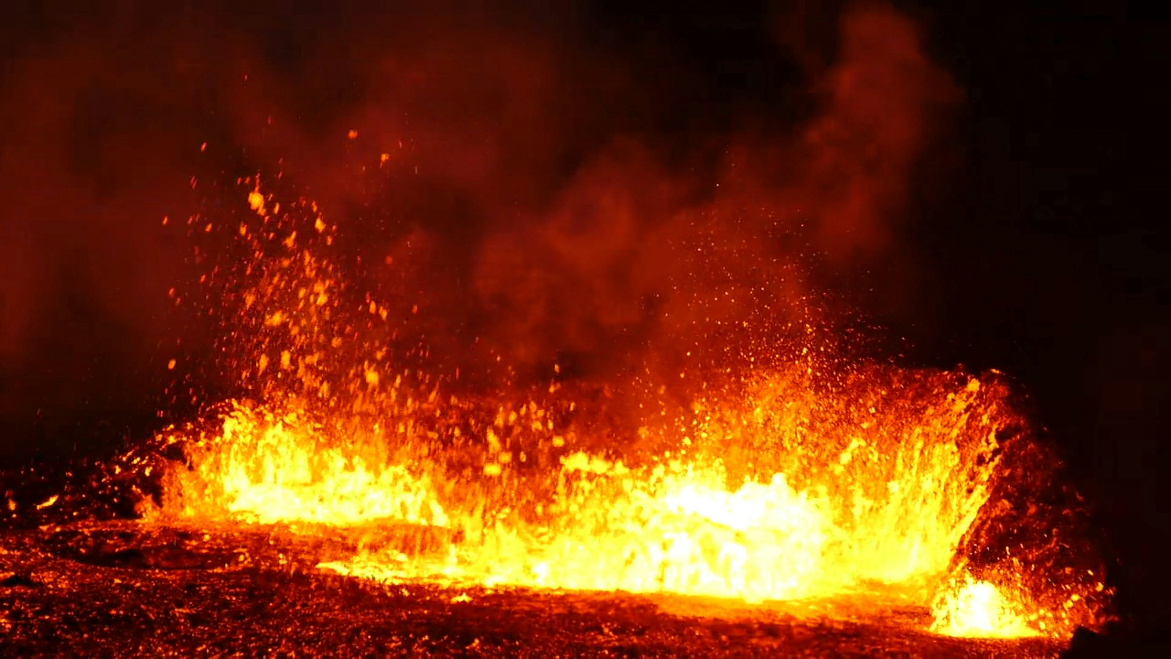 Close up View of Splashing Lava during a Volcano Eruption Free Stock ...