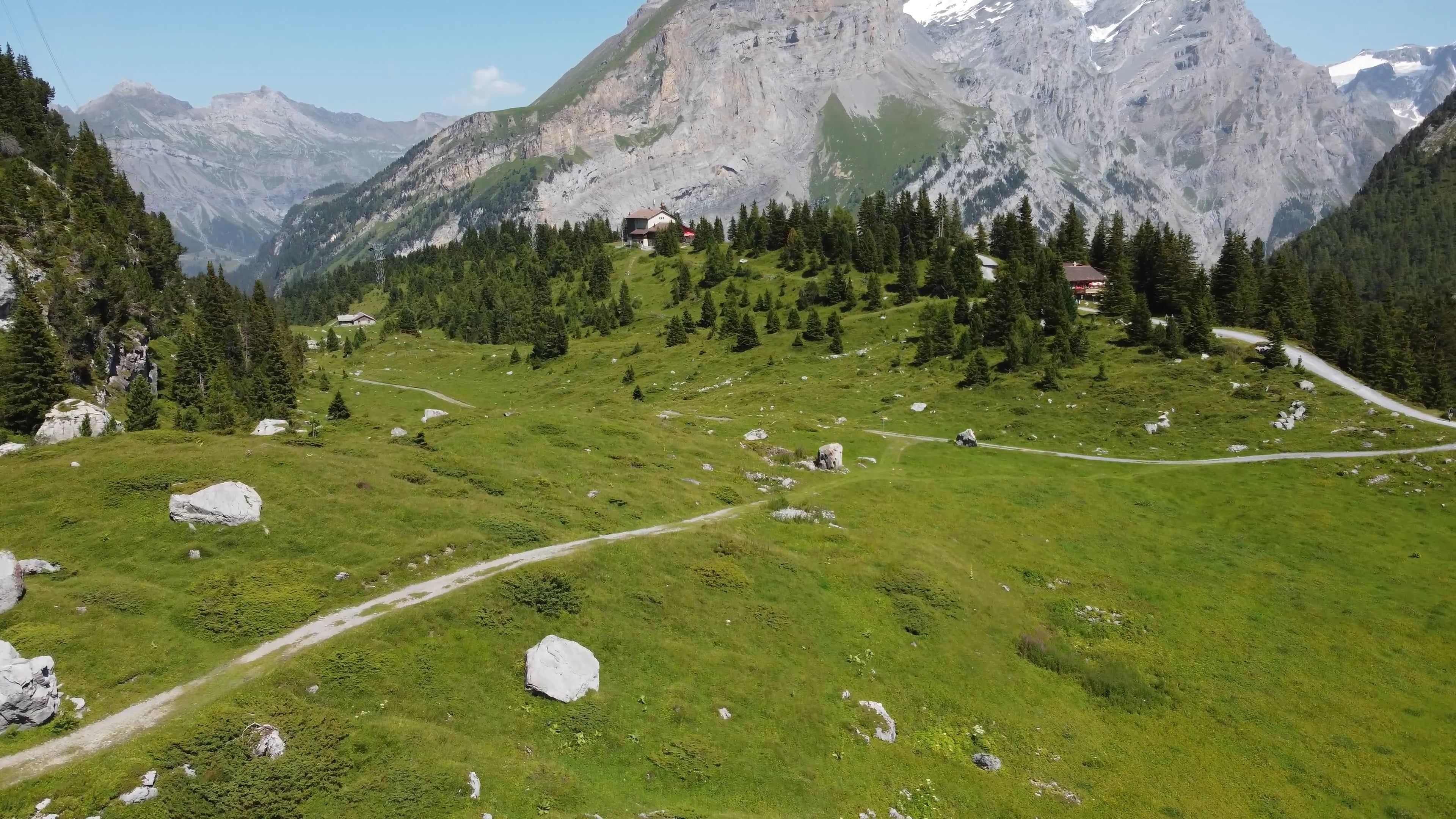 Drone Video of Kandersteg Village in the Swiss Alps Free Stock Video ...