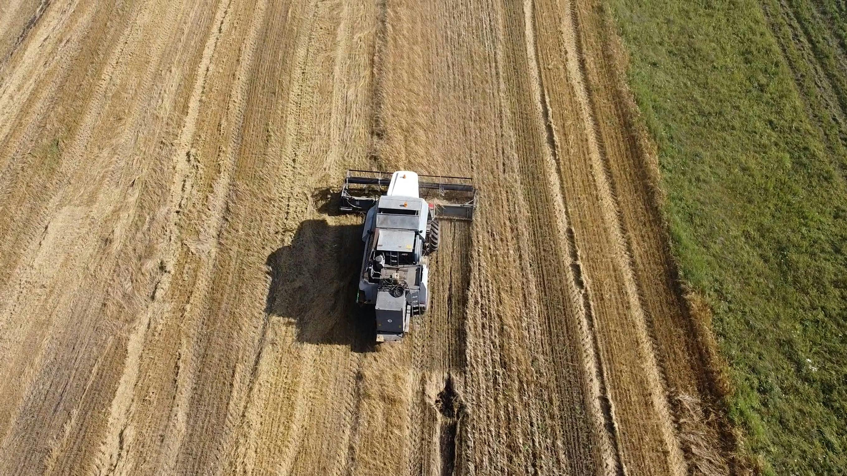 Combine Harvester Aerial Footage Free Stock Video Footage, Royalty-Free ...