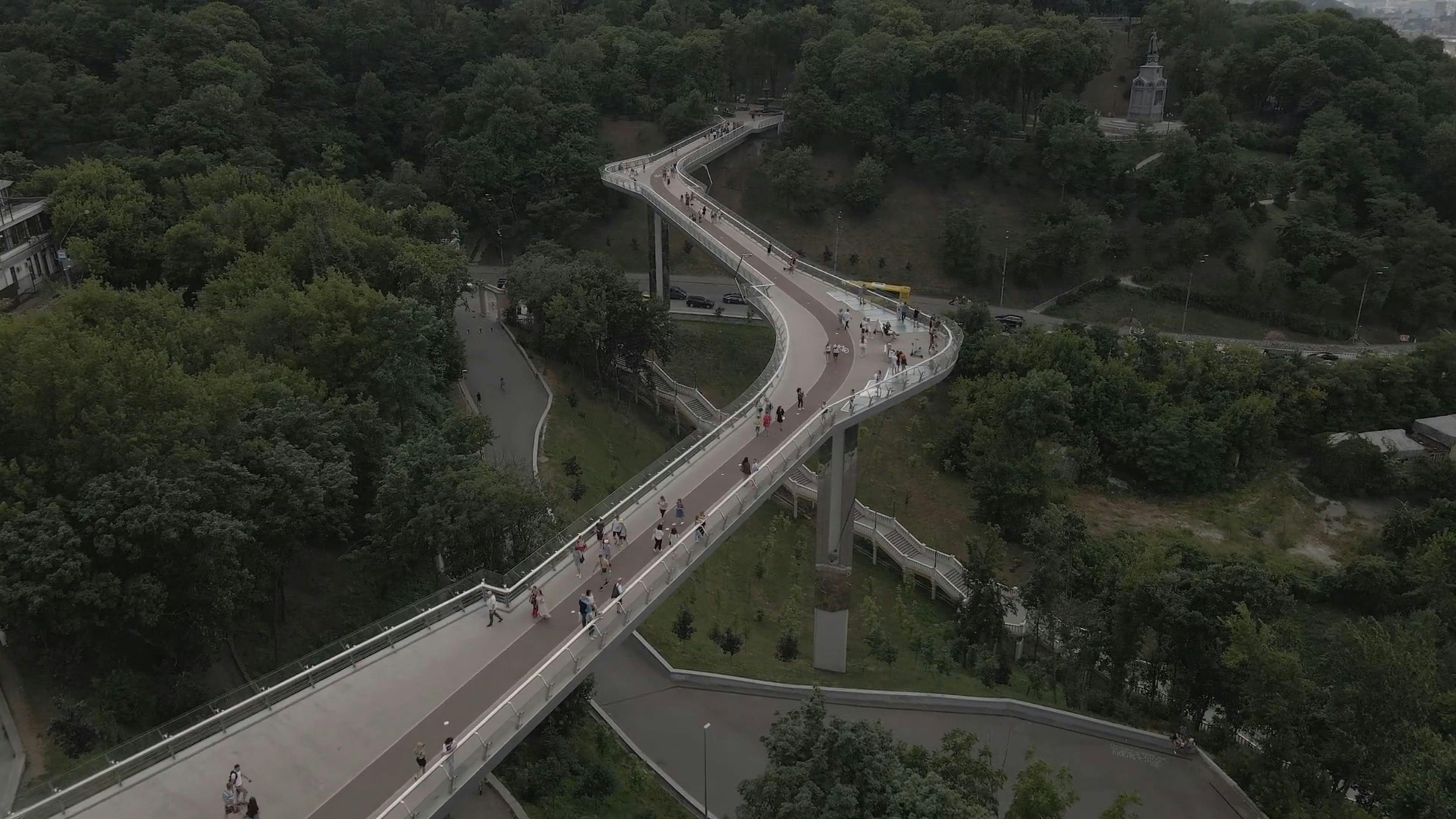 Drone Video of a Pedestrian and Bicycle Bridge over a Highway Free ...