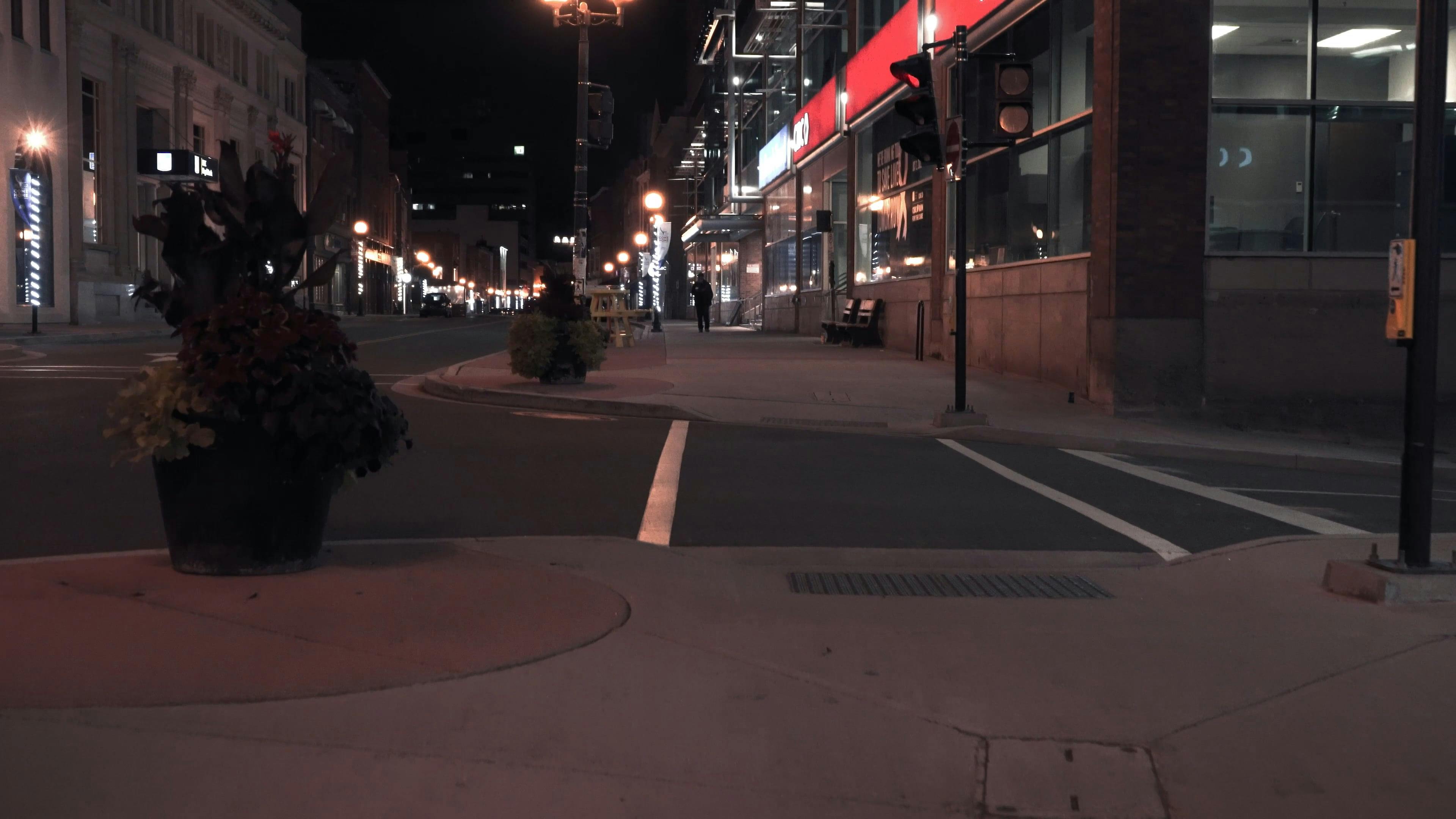 Empty Sidewalk at Night Free Stock Video Footage, Royalty-Free 4K & HD Video Clip