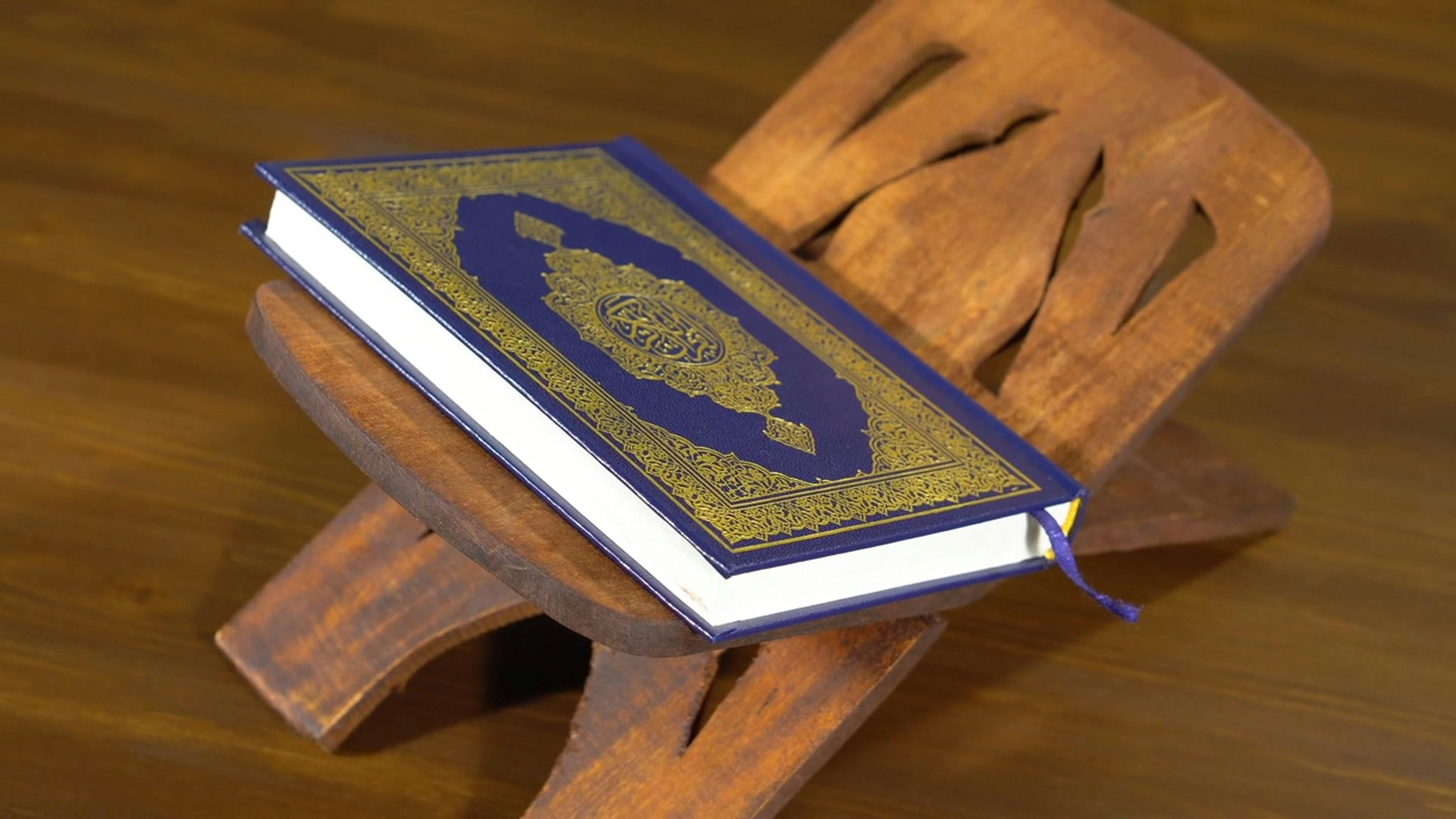 The Quran Holy Book on a Wooden Stand Free Stock Video Footage, Royalty ...