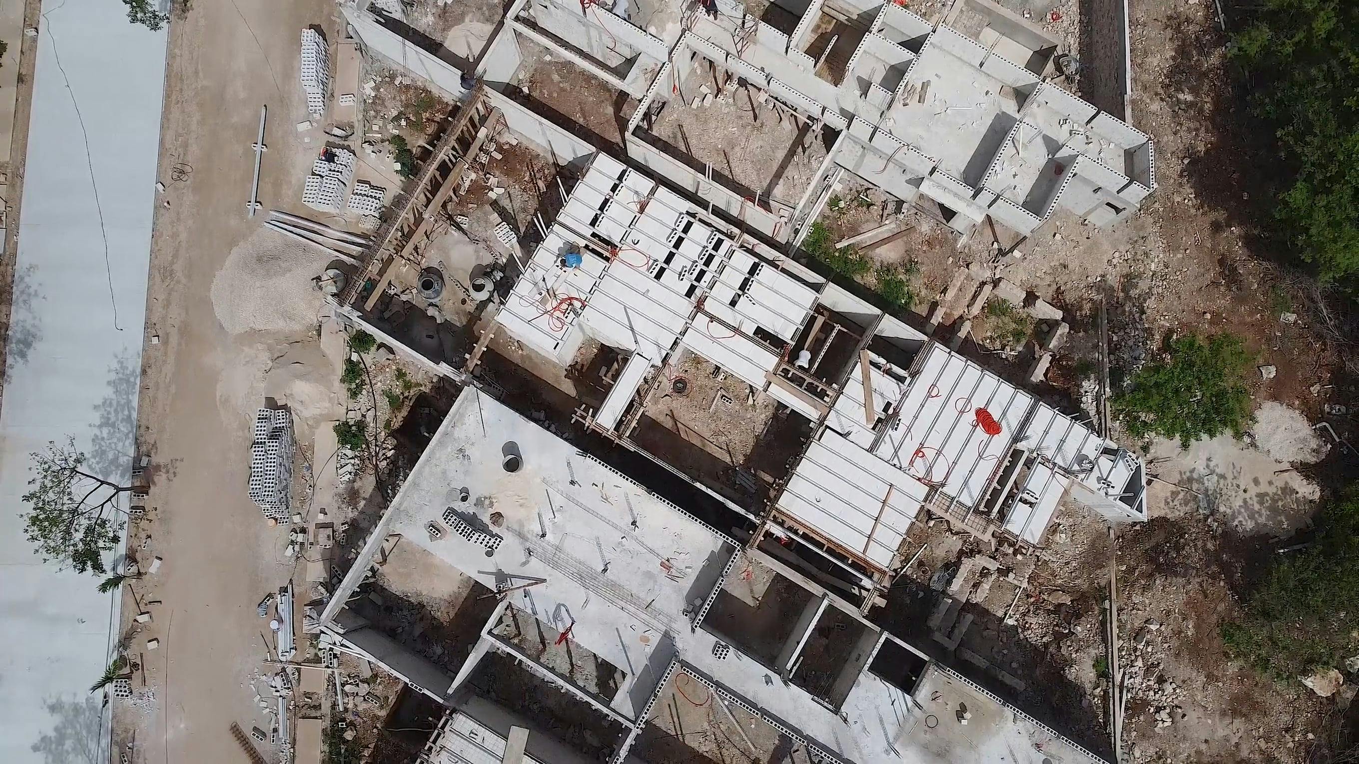 Top View of Construction Workers Making a Concrete Subfloor Free Stock ...