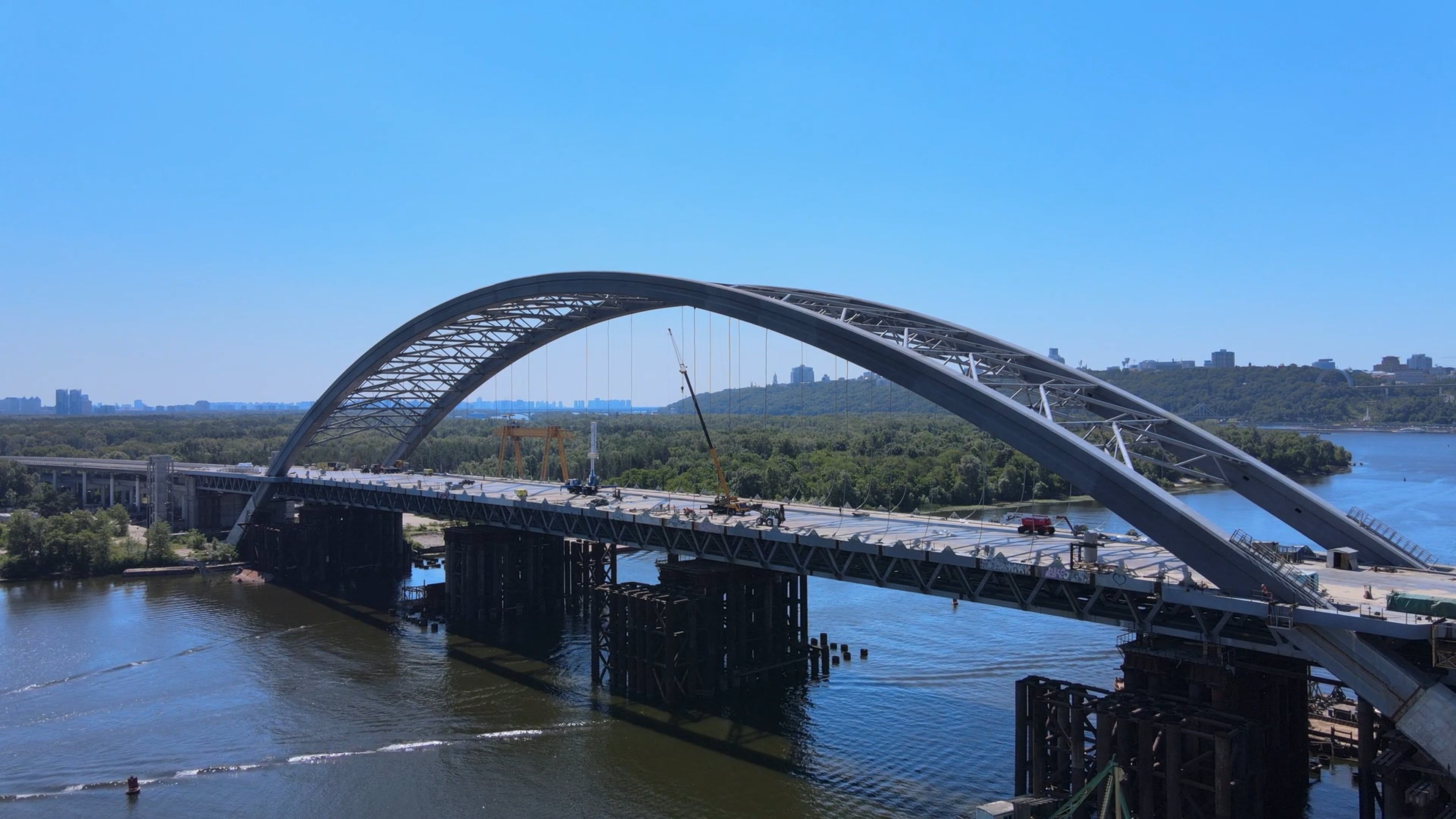 The Podilskyi Bridge under Construction in Kiev, Ukraine Free Stock ...