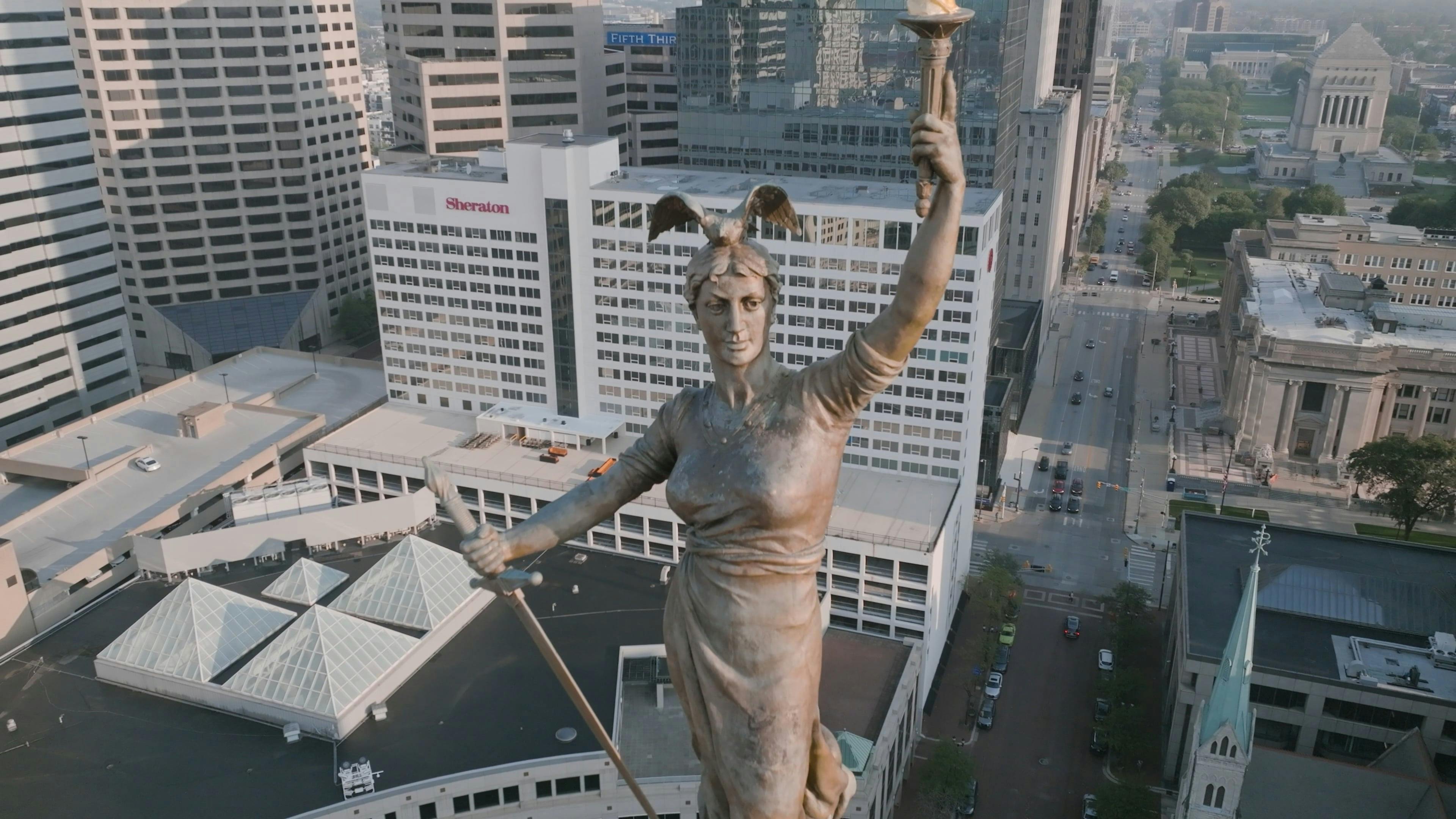 Statue near Buildings in City Free Stock Video Footage, Royalty-Free 4K ...