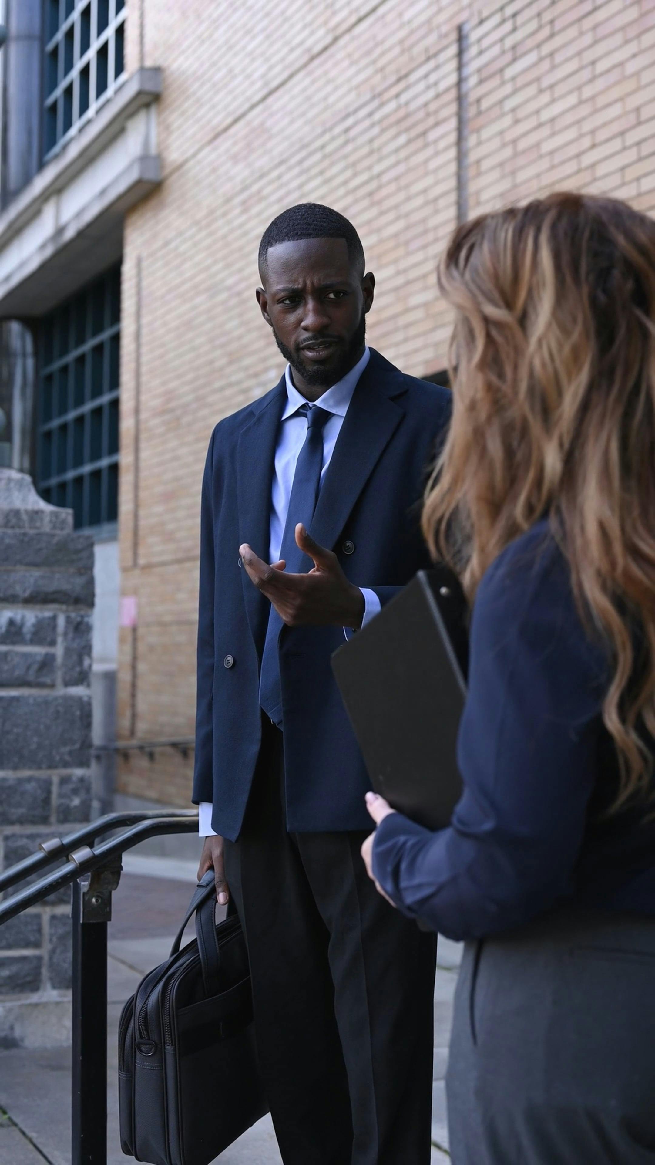 Two Business Colleagues Leaving a Building in a Hurry Free Stock Video ...