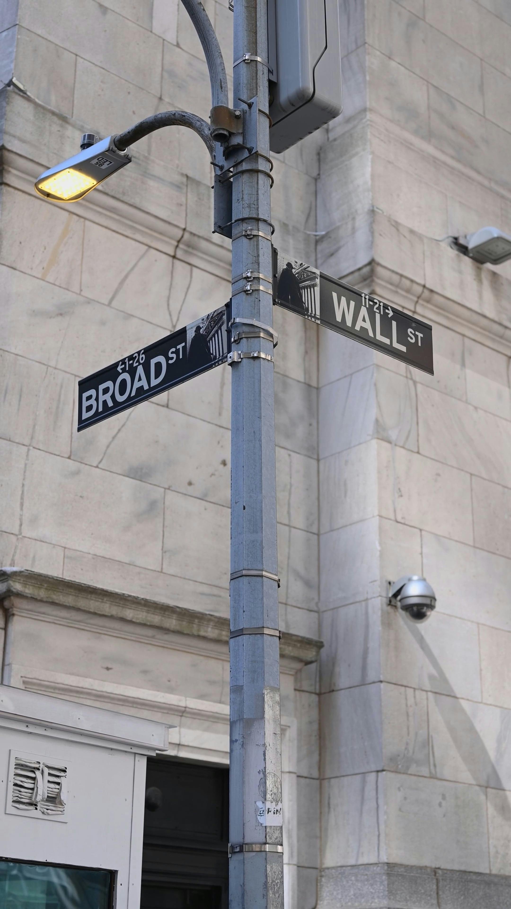 Street Signs on the Corner of Broad St and Wall St, New York City Free ...