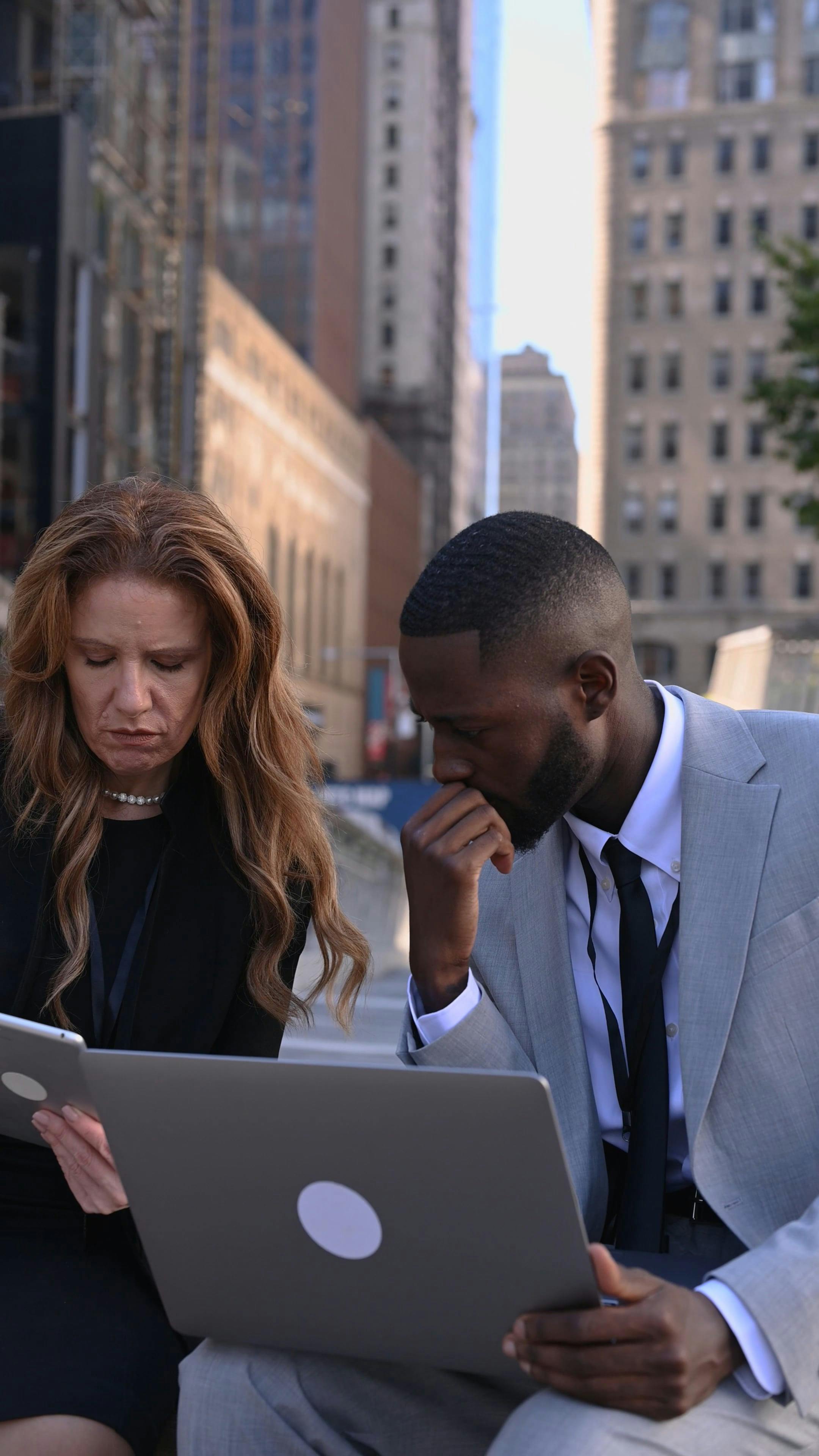 Two Business Colleagues Leaving a Building in a Hurry Free Stock Video ...