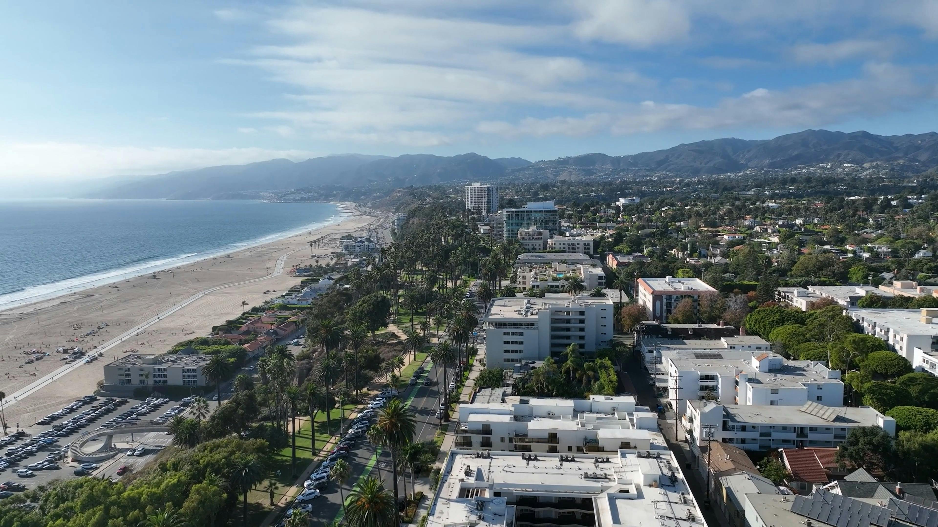 Aerial View of the Coastal City of Santa Monica, California Free Stock ...