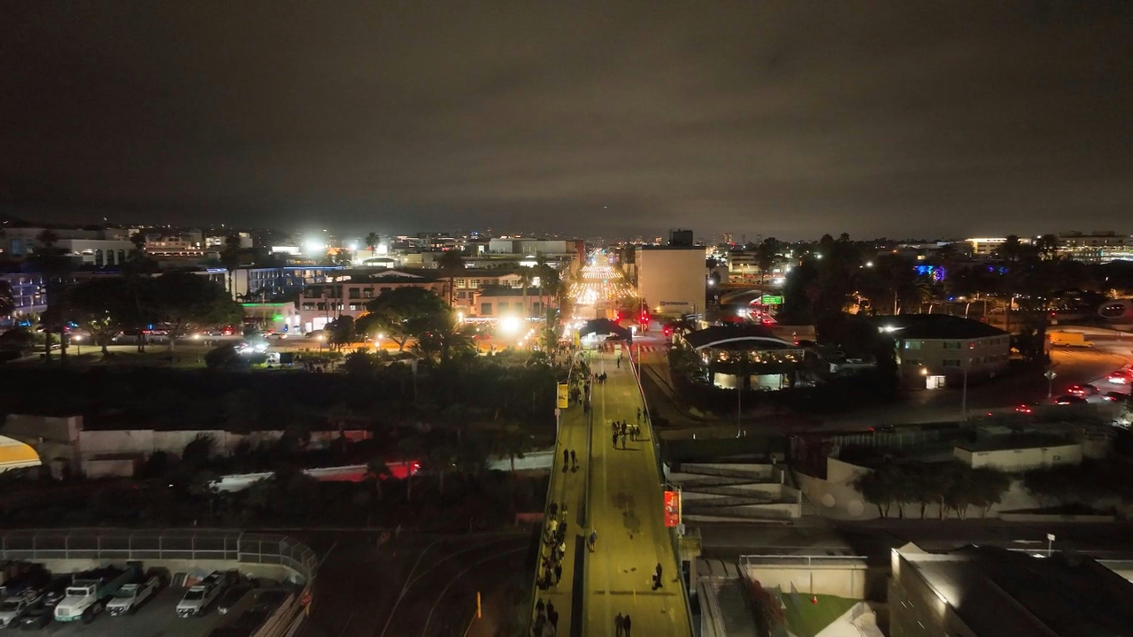 Drone View of Rodeo Drive in Beverly Hills at Night Free Stock Video ...