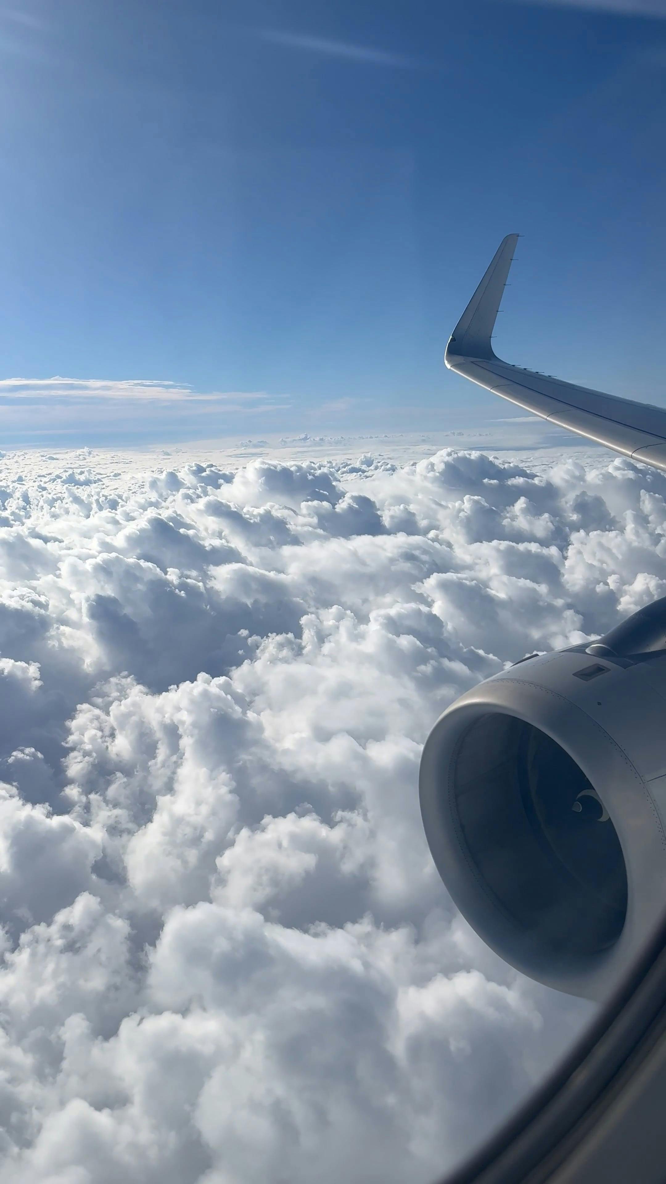 View from an Airplane Window Flying above the Clouds Free Stock Video ...