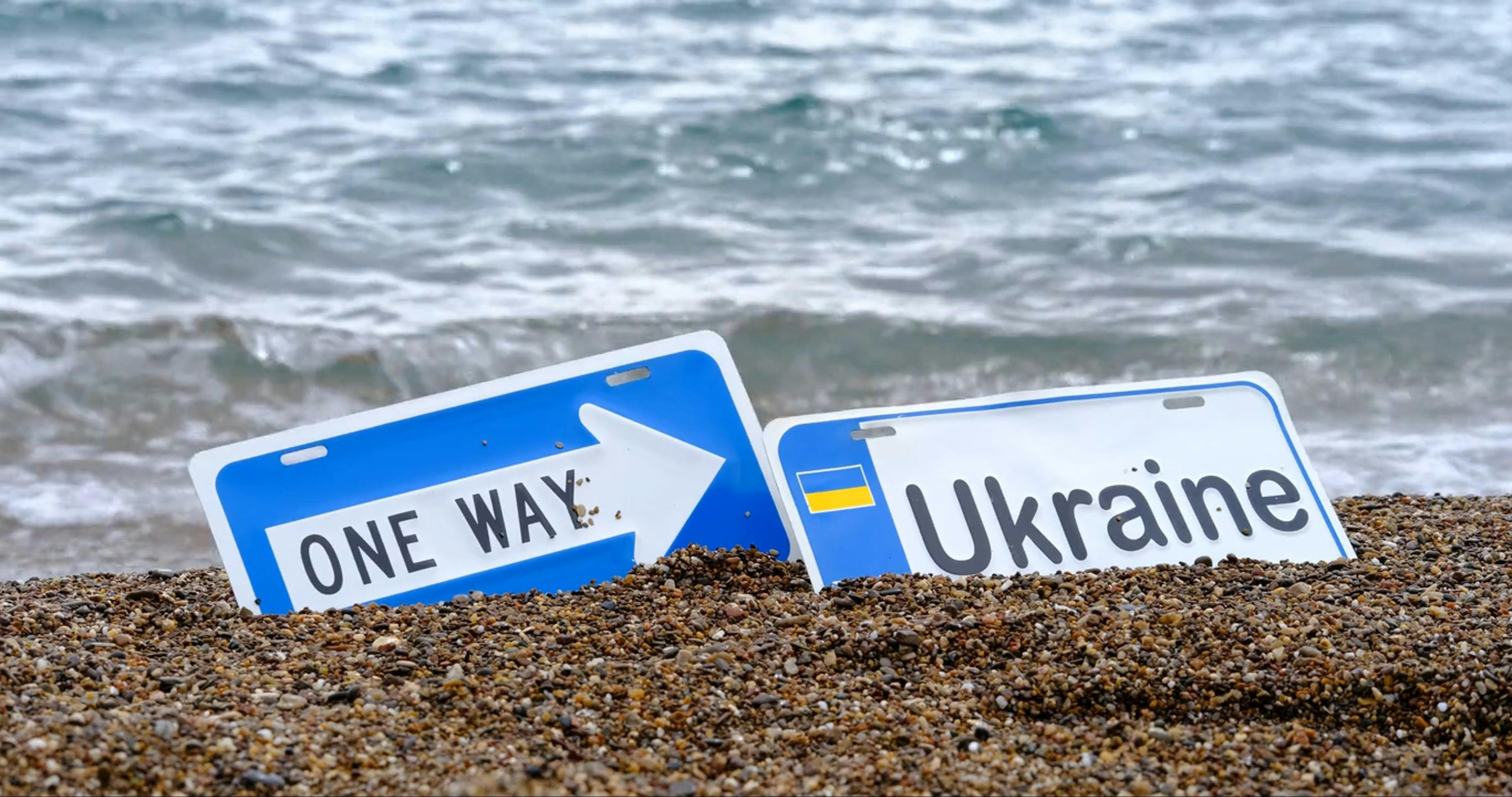 One Way and Ukraine Signs on the Beach Free Stock Video Footage ...