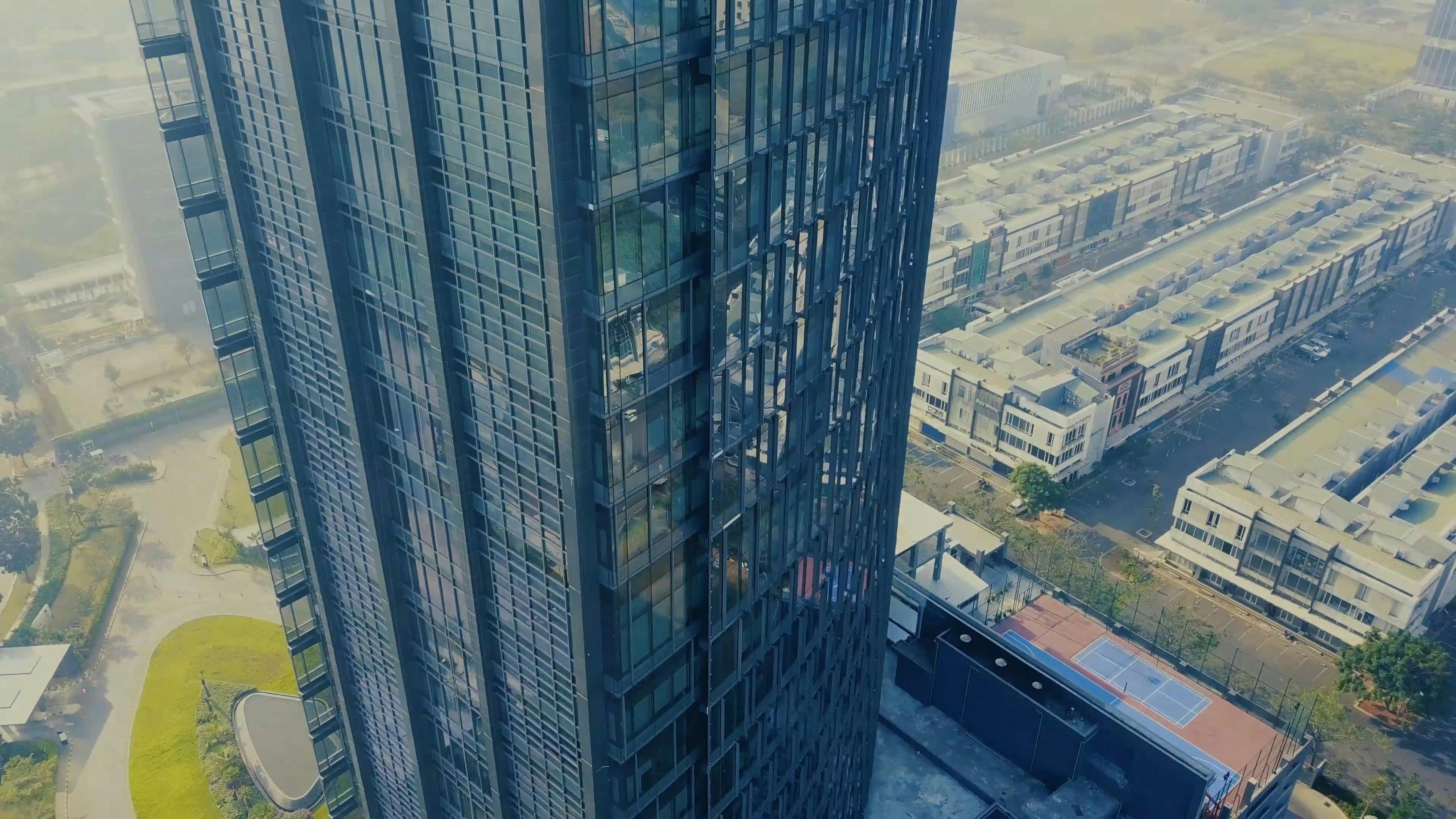An Aerial View Of A Tall Building · Free Stock Video