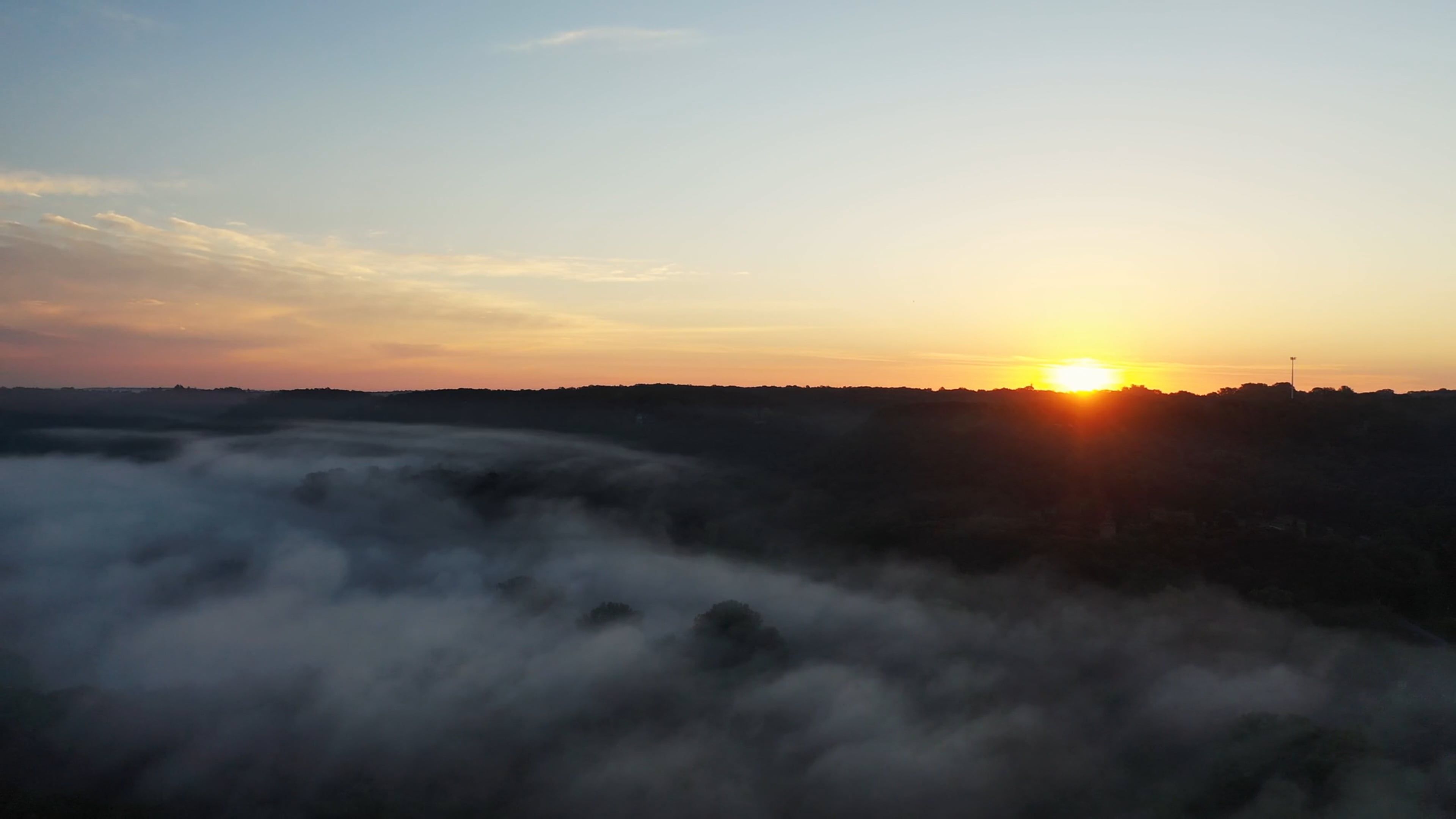 Fog and Sunset in Birds Eye View Free Stock Video Footage, Royalty-Free ...