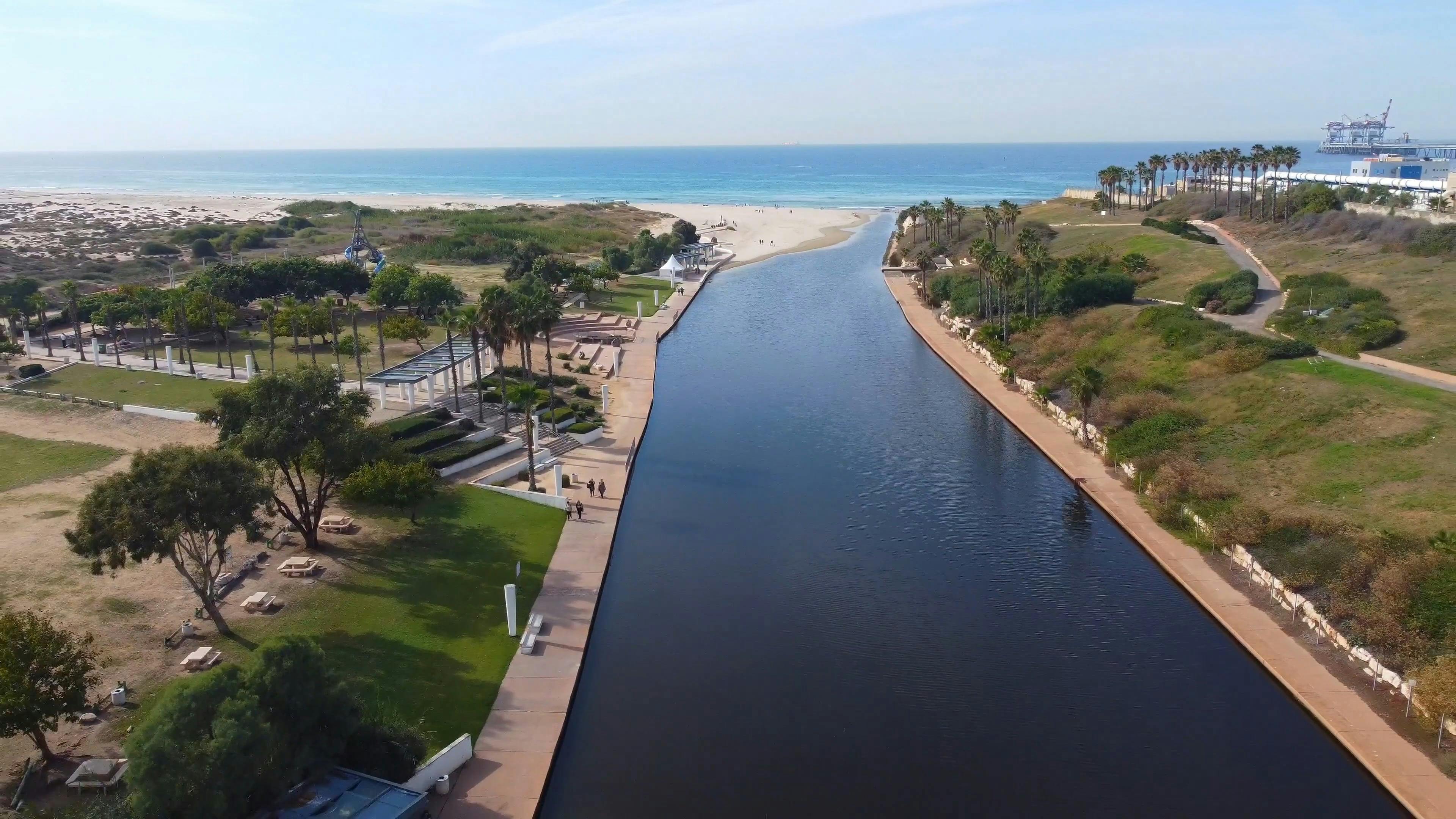 Drone View of the Hadera Stream Park, Israel Free Stock Video Footage ...