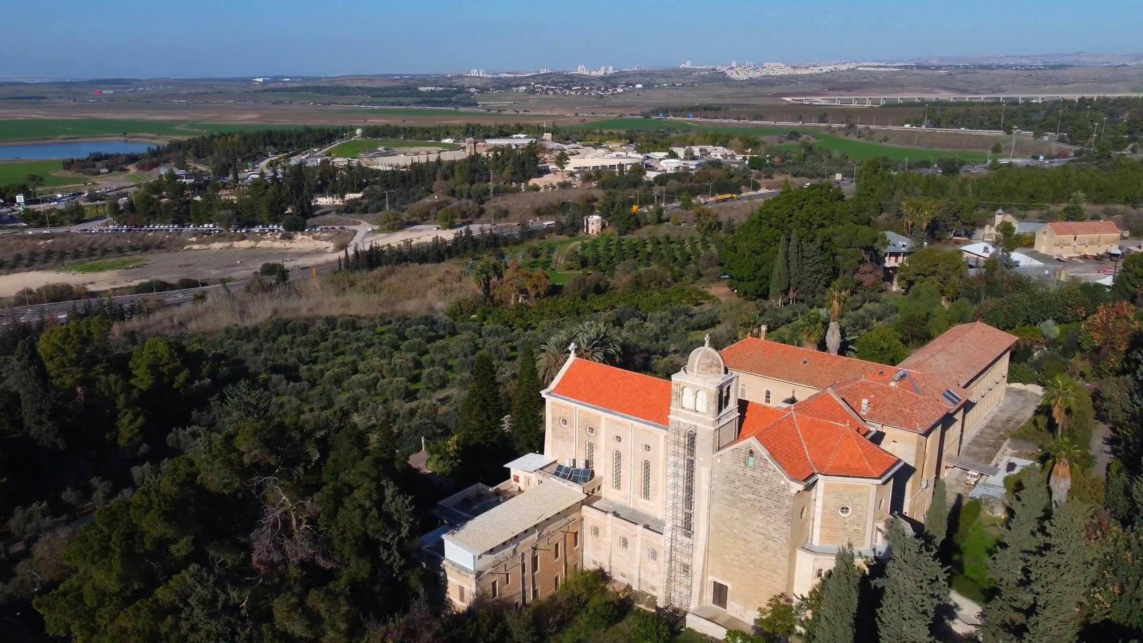 Drone Video of the Latrun Monastery in Israel Free Stock Video Footage ...
