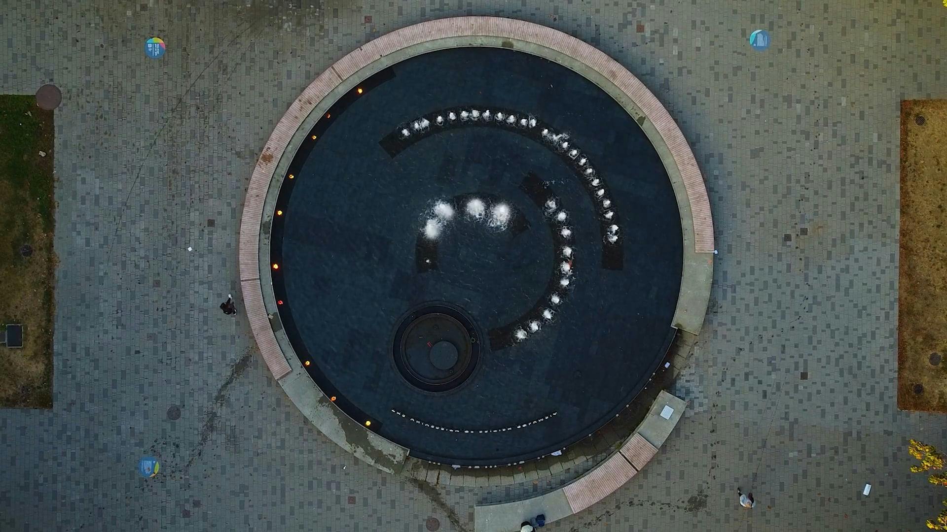 Bird's Eye View Of A Beautiful Park With Water Fountain Free Stock ...