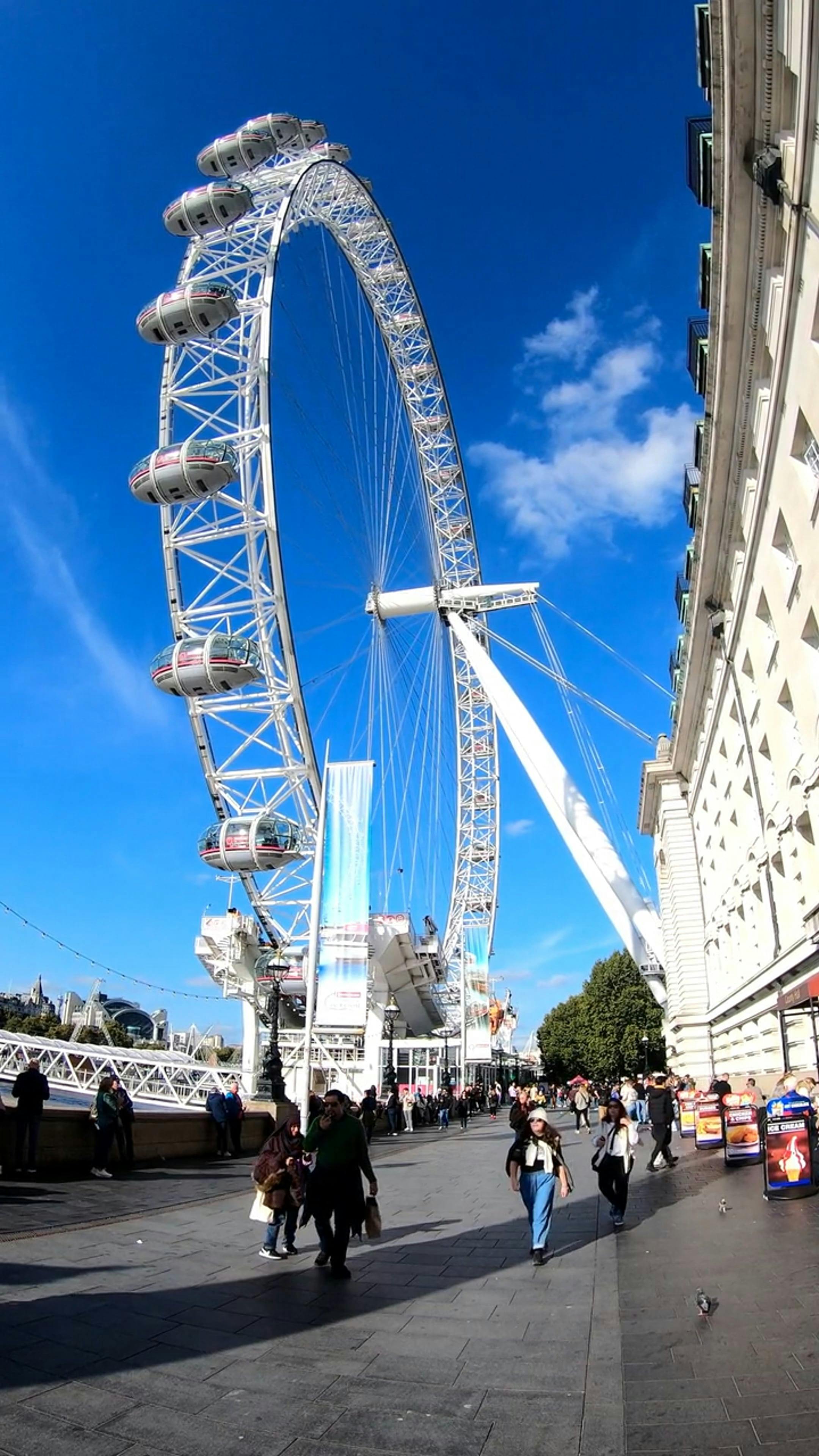 Low Angle Shot of the London Eye Under Blue Sky Free Stock Video ...