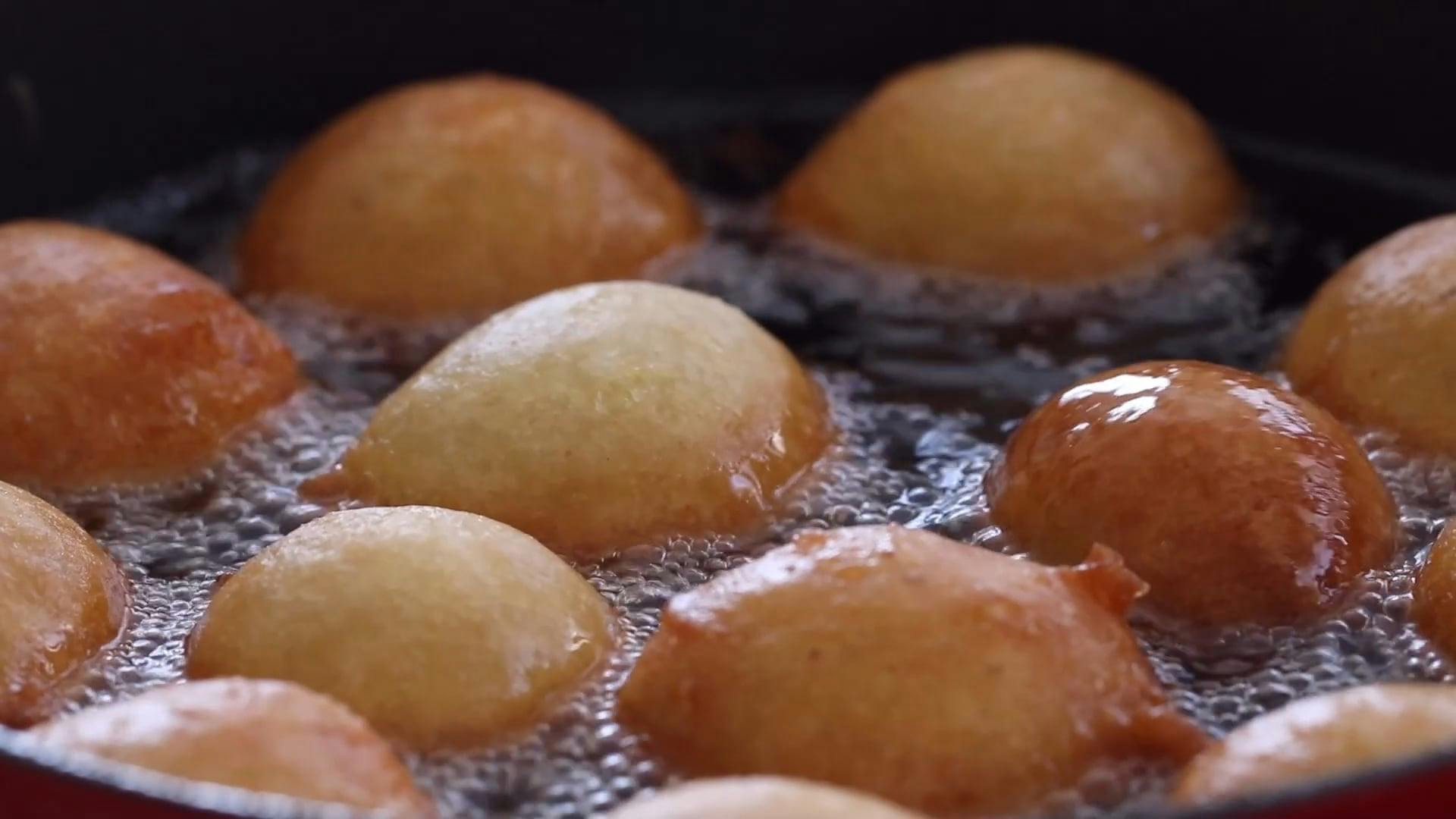 Close-up View of Frying Puff Puff Free Stock Video Footage, Royalty ...