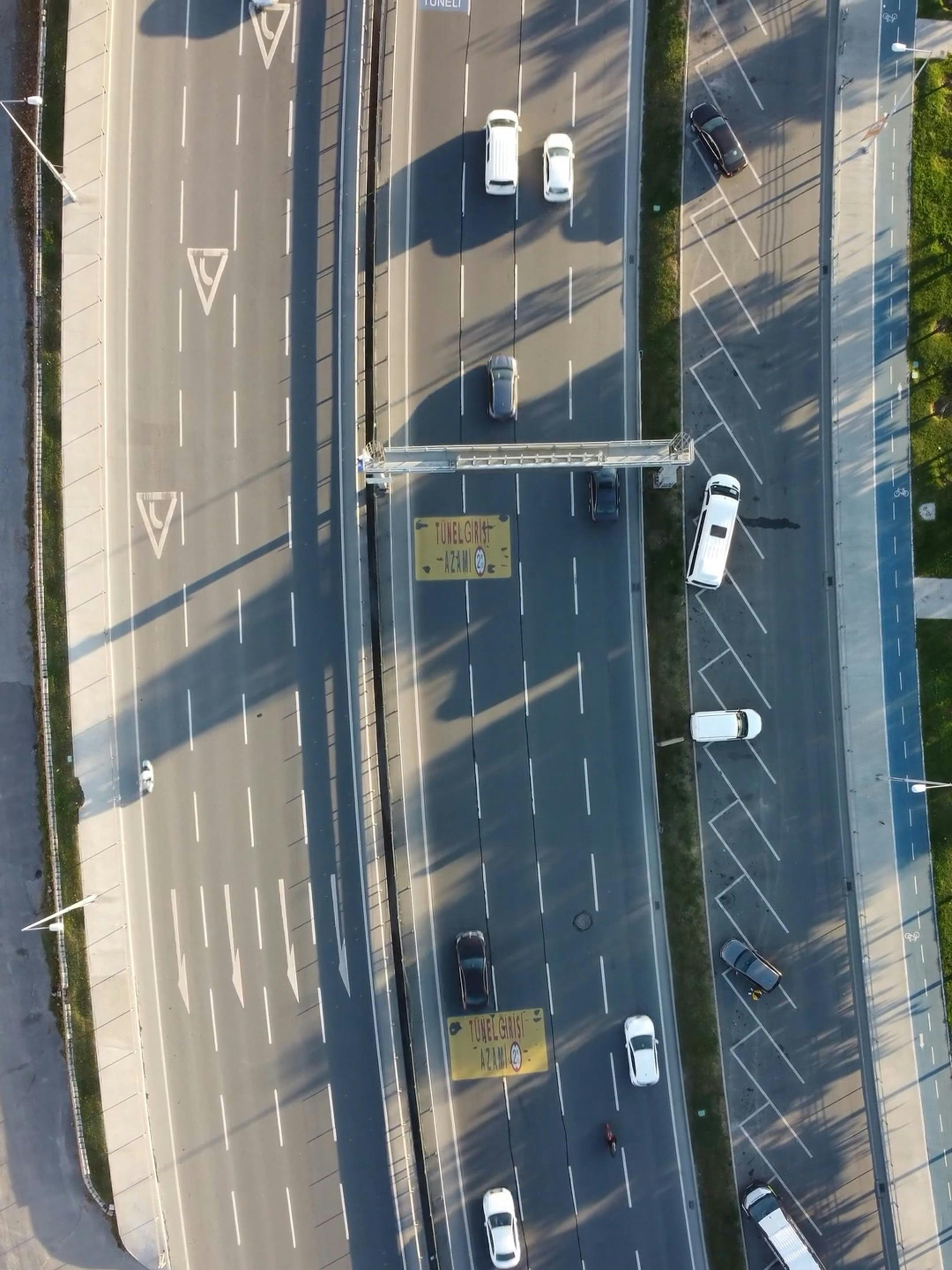 Slow Motion traffic near an underpasses that were built along Metro ...