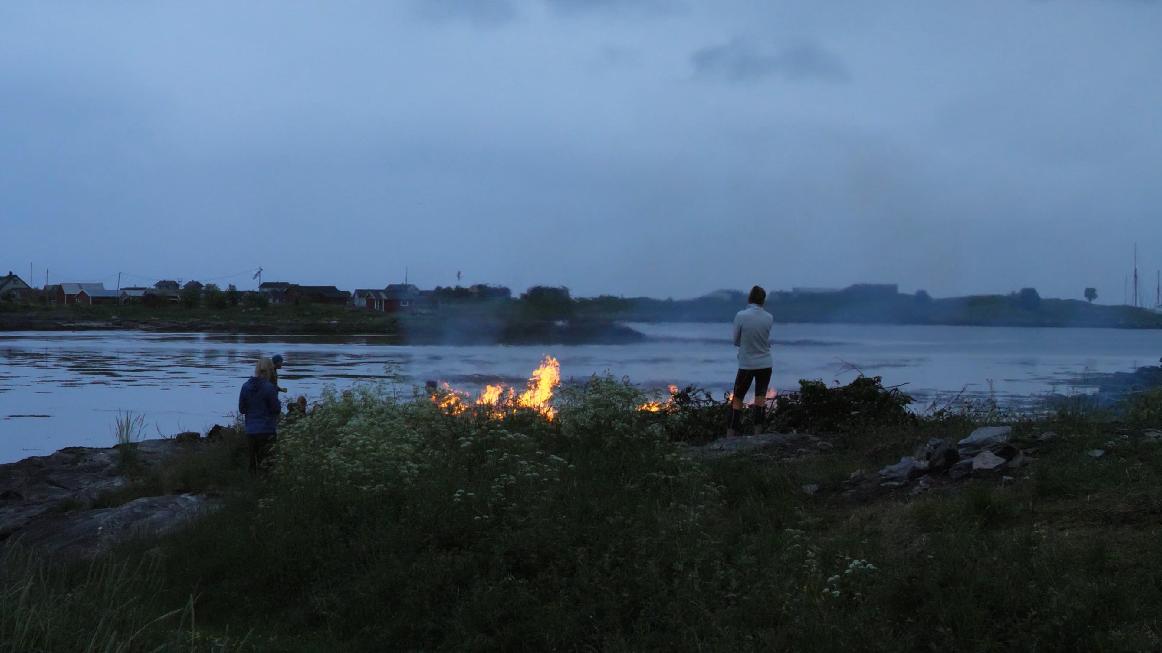 People Standing Near Fire Beside Body of Water Free Stock Video Footage ...