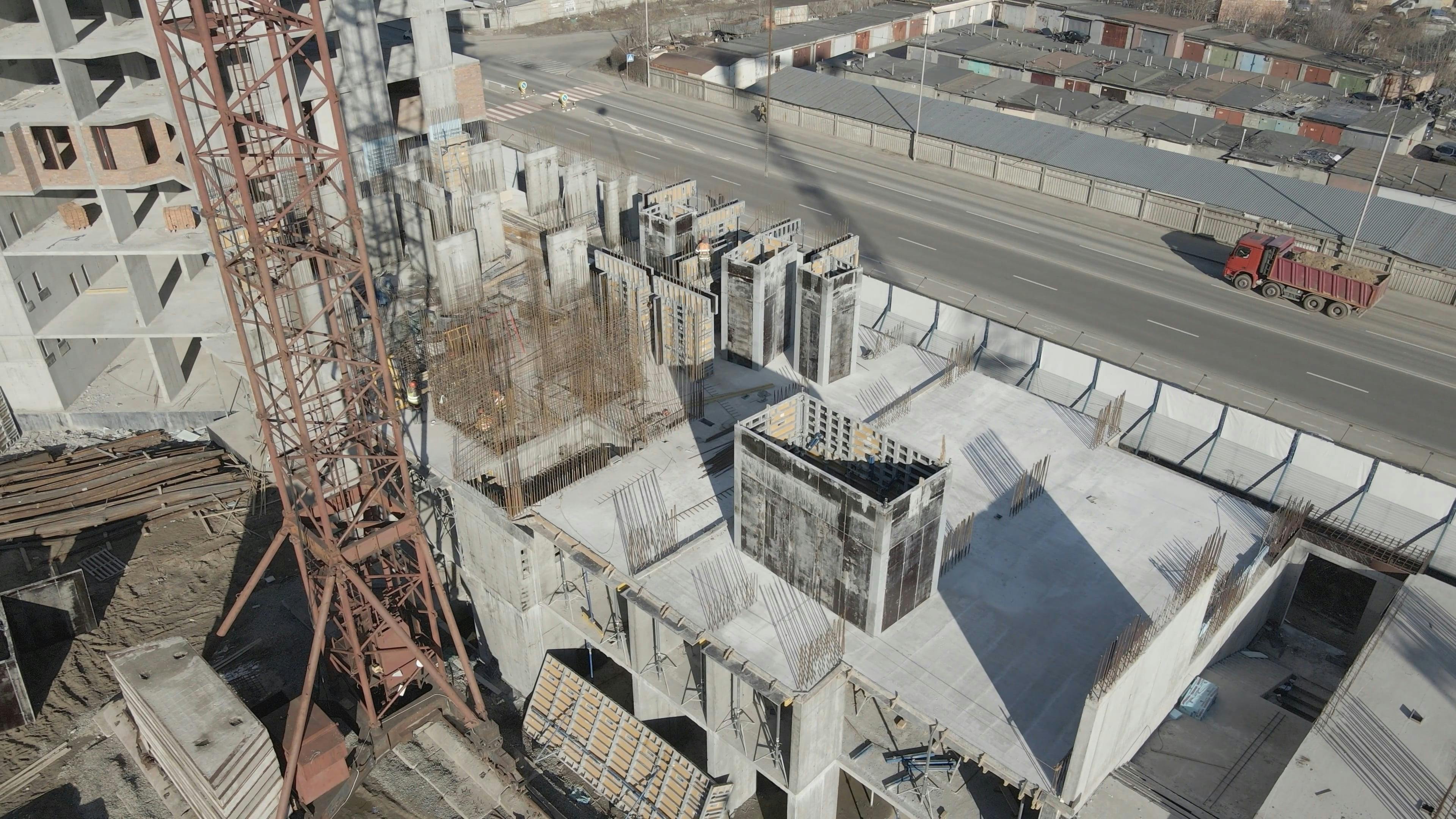 Drone Footage of a Building Construction Free Stock Video Footage ...