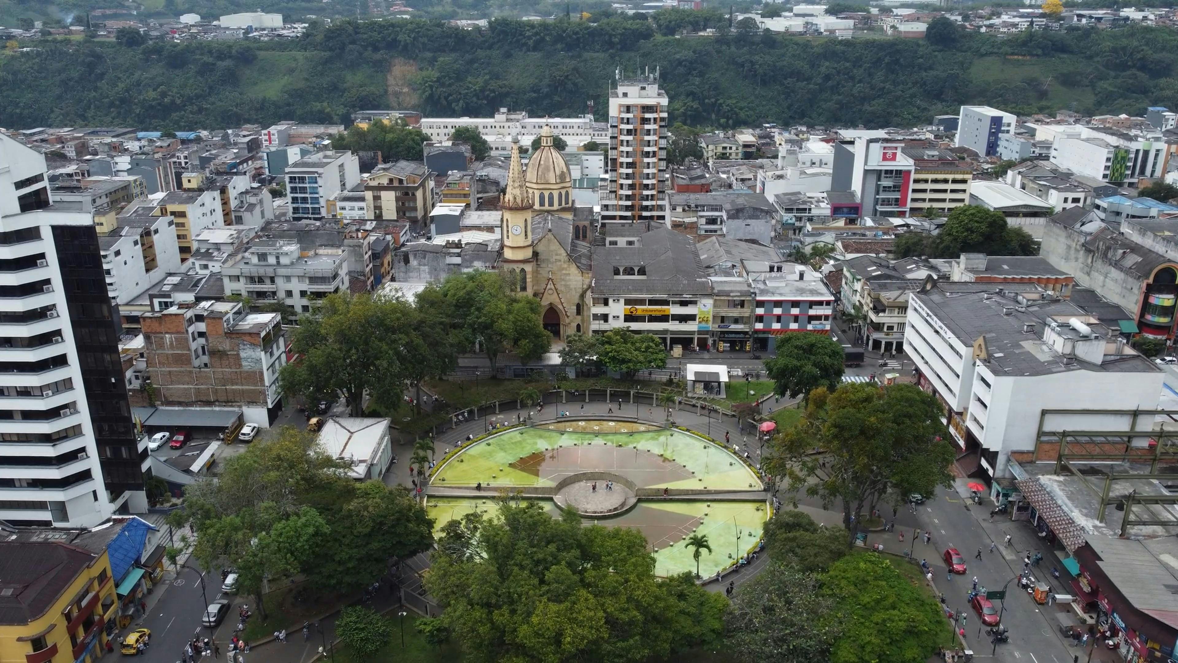 Drone Footage of Pereira Town Square in Risaralda, Colombia Free Stock ...