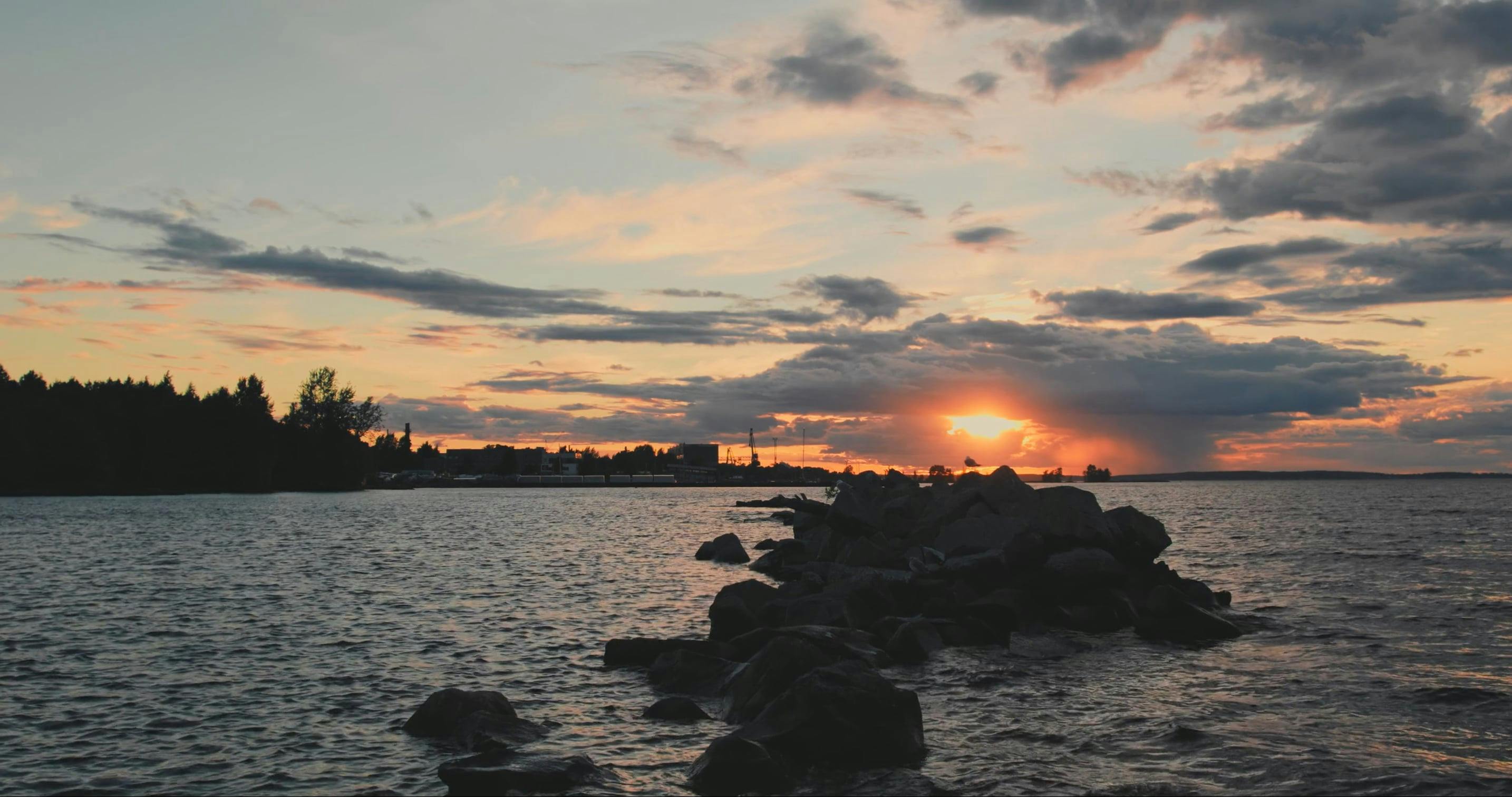 Drone Video of Rock Formations in the Sea at Sunset Free Stock Video ...